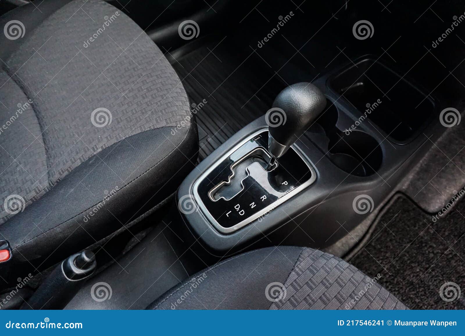 Automatic Transmission Shift Selector in the Car Interior. Closeup a ...
