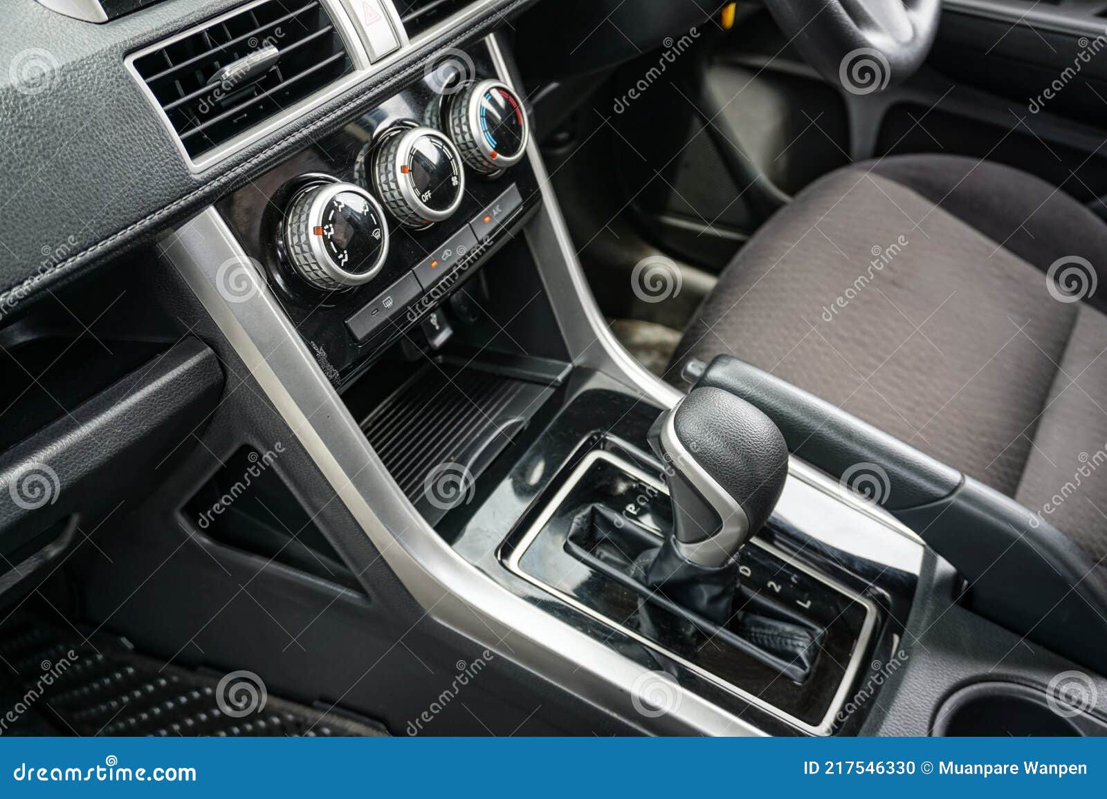Automatic Transmission Shift Selector in the Car Interior. Closeup a ...