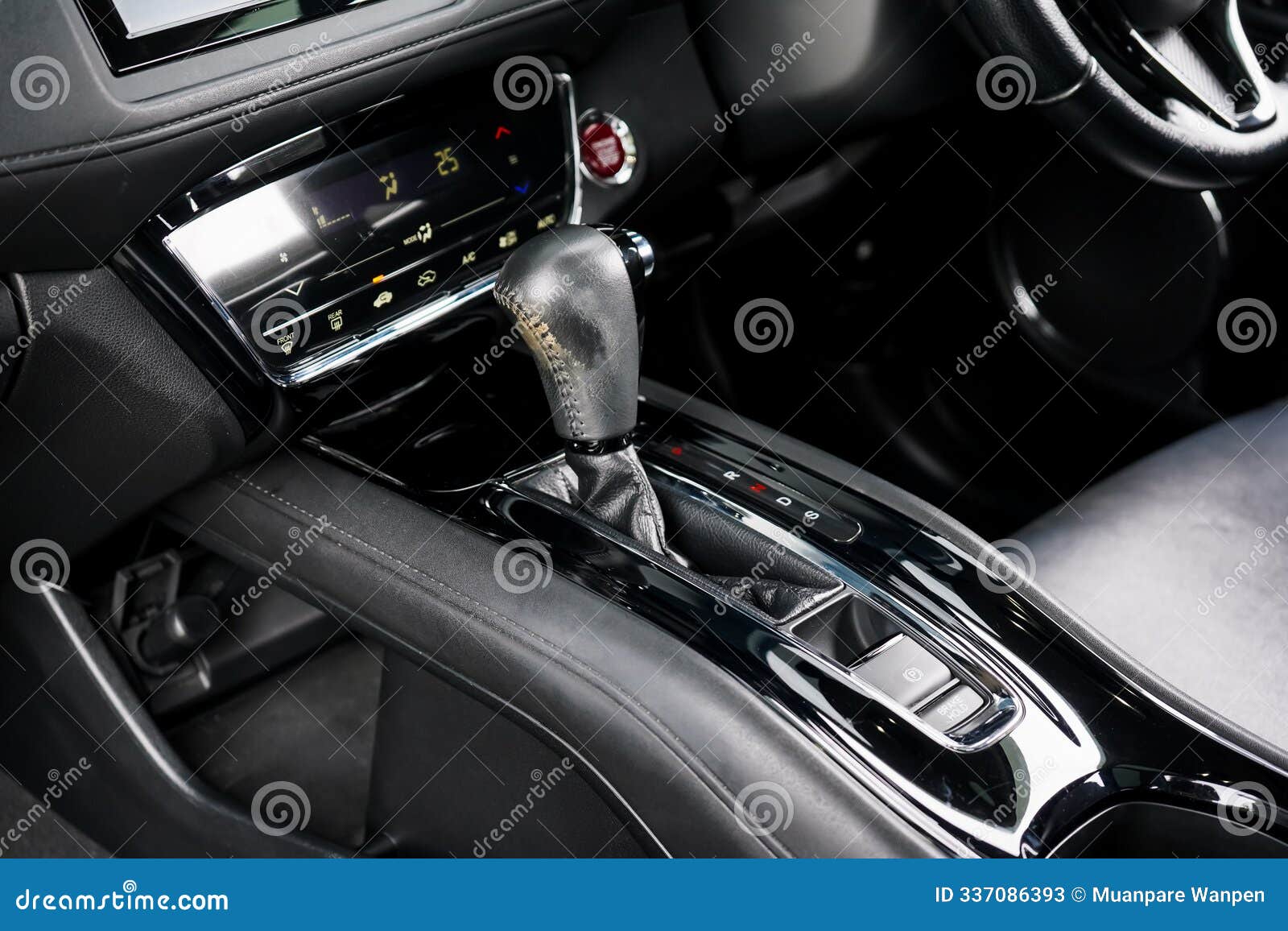 Automatic Transmission Shift Selector in the Car Interior. Closeup a ...