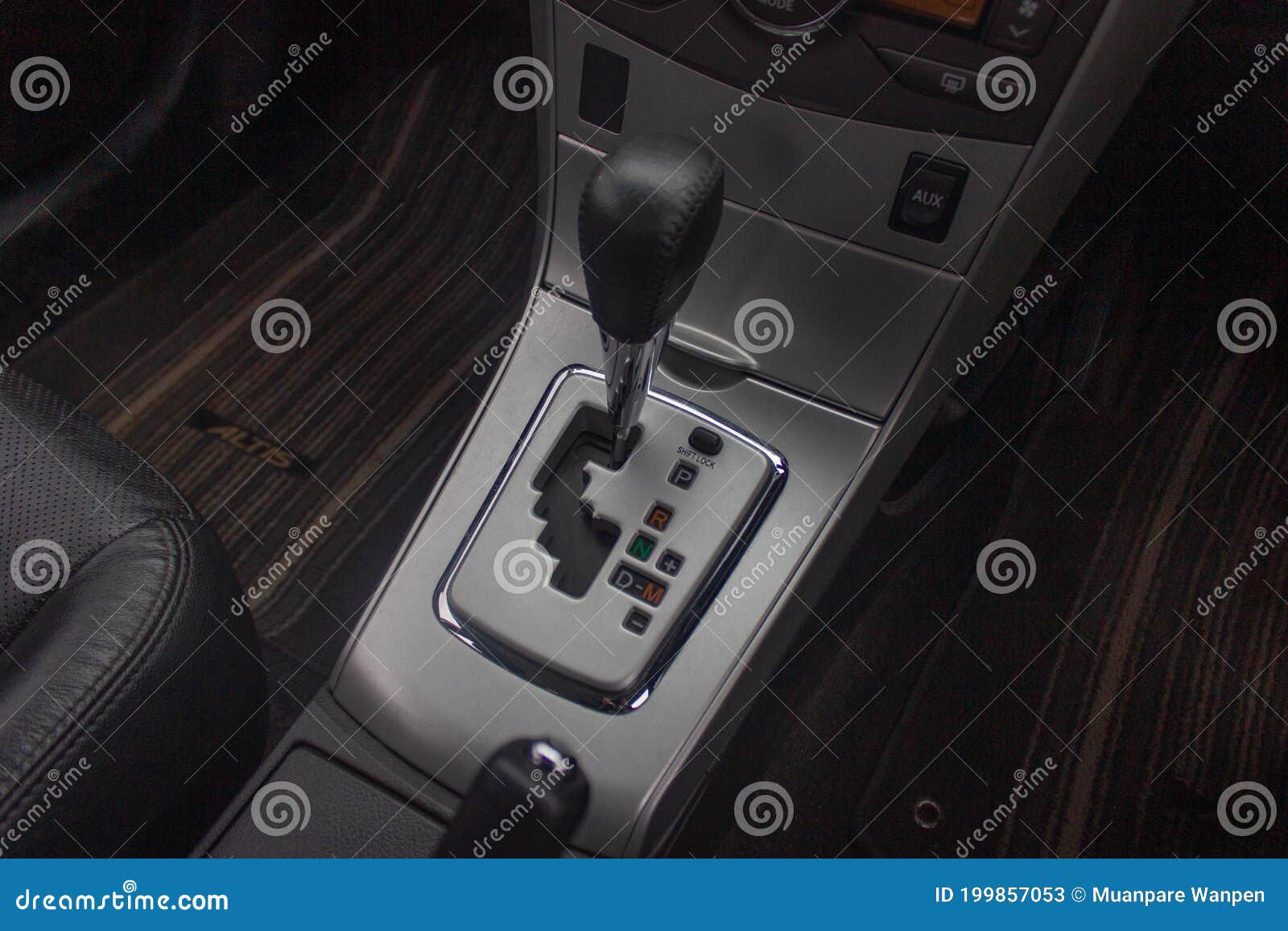 Automatic Transmission Shift Selector in the Car Interior. Closeup a ...