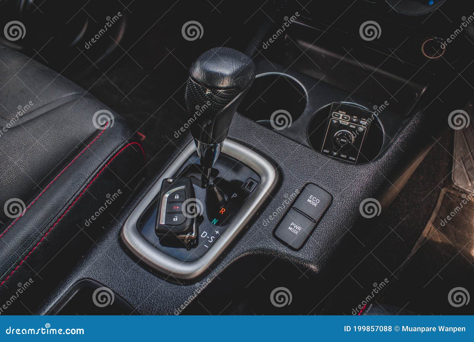 Automatic Transmission Shift Selector in the Car Interior. Closeup a ...