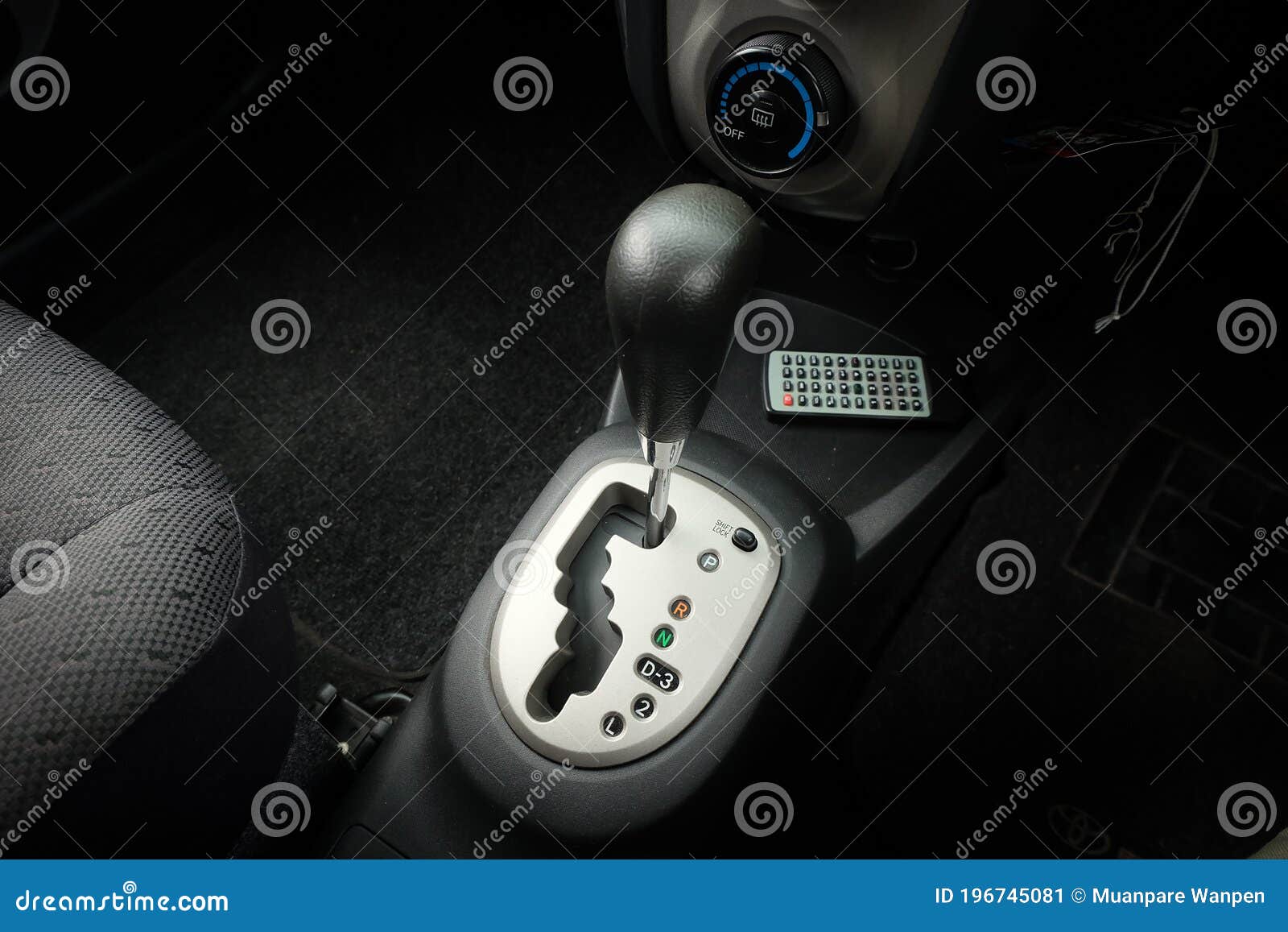 Automatic Transmission Shift Selector in the Car Interior. Closeup a ...