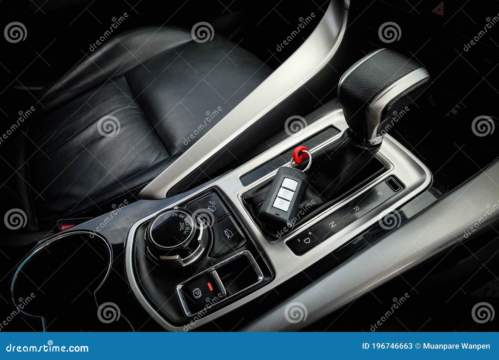 Automatic Transmission Shift Selector in the Car Interior. Closeup a ...