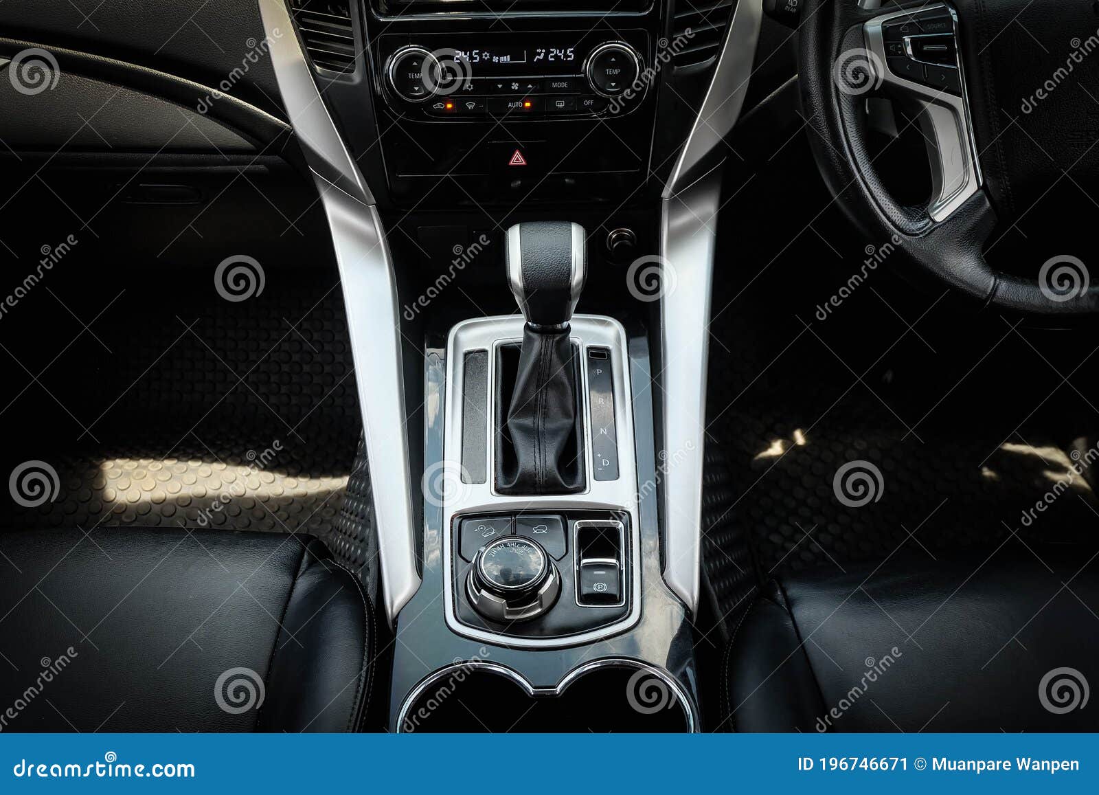 Automatic Transmission Shift Selector in the Car Interior. Closeup a ...
