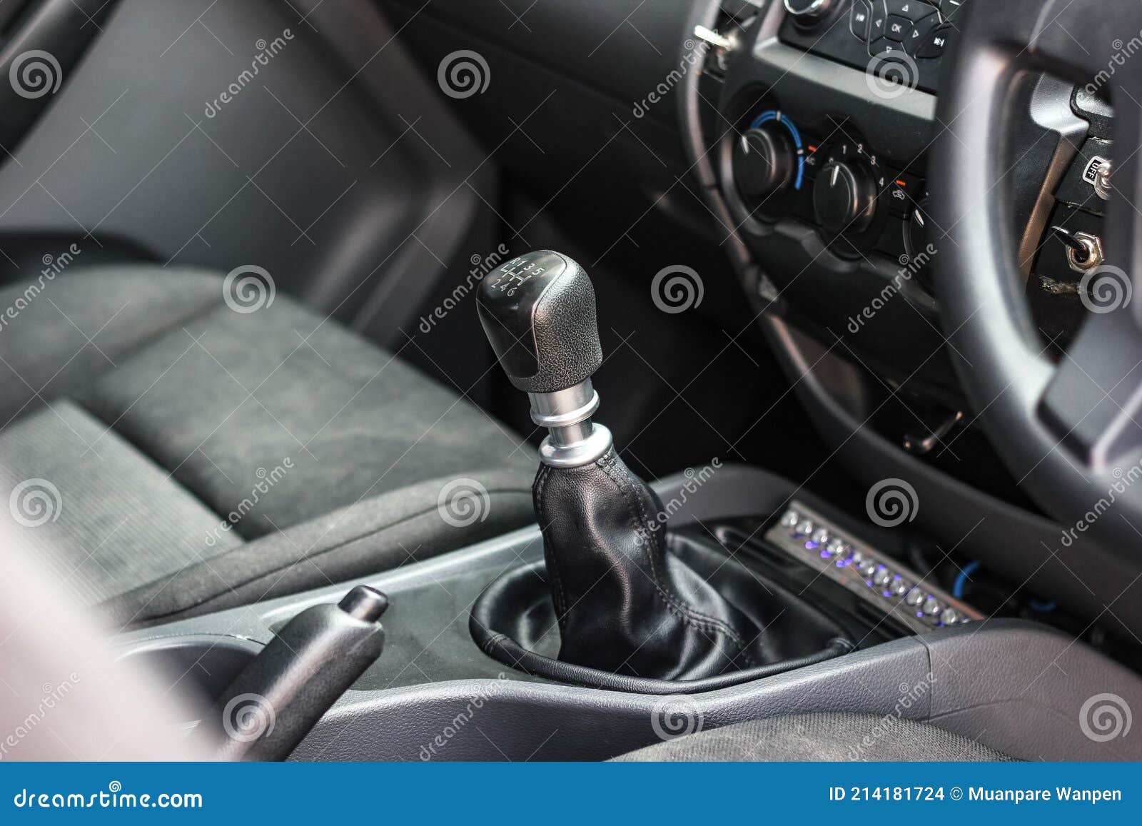 Automatic Transmission Shift Selector in the Car Interior. Closeup a ...