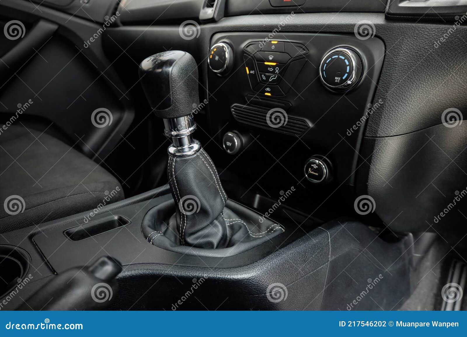 Automatic Transmission Shift Selector in the Car Interior. Closeup a ...