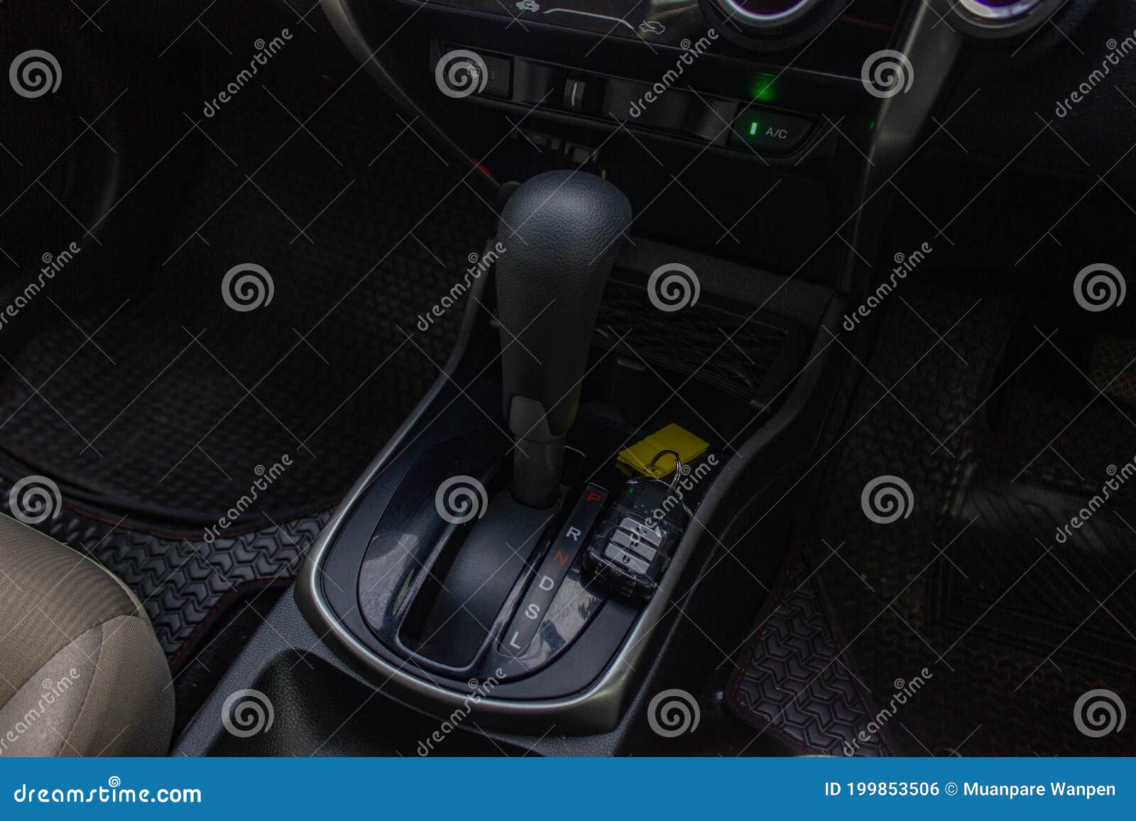 Automatic Transmission Shift Selector in the Car Interior. Closeup a ...