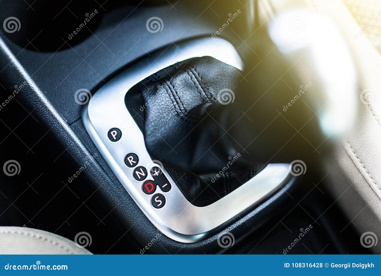 Automatic Transmission Stick in a Car Stock Photo - Image of interior ...