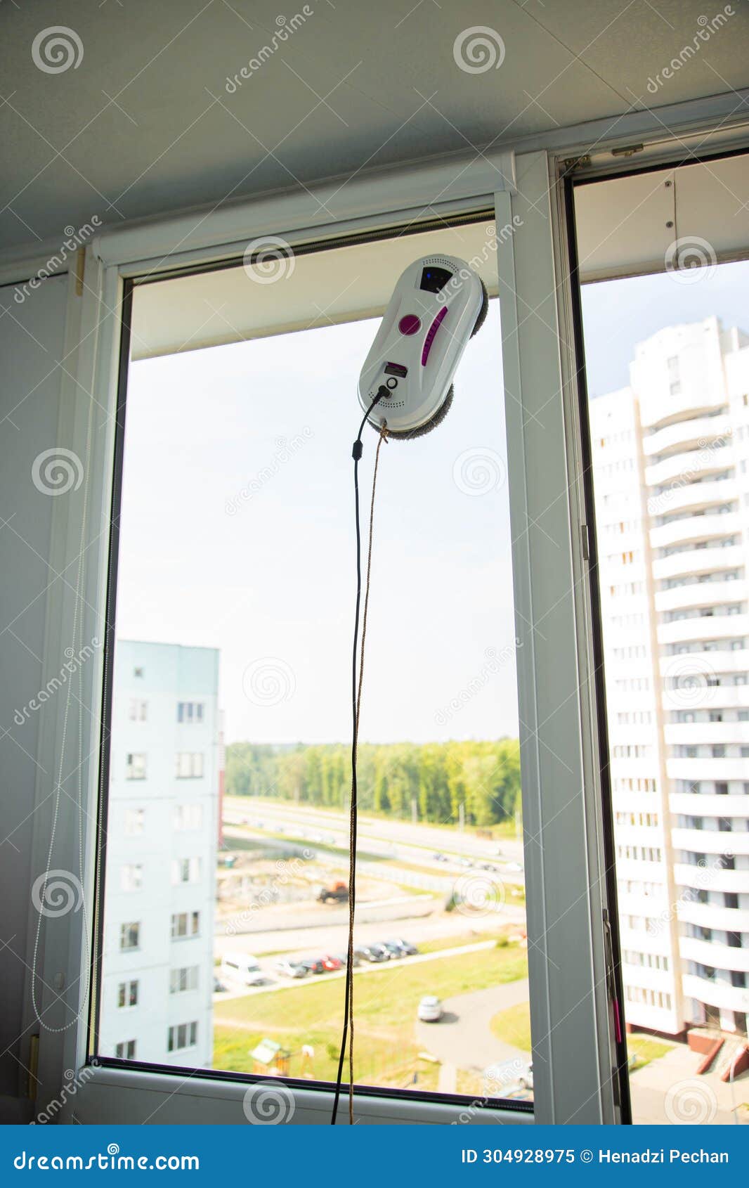 Automatic Vacuum Robot Window Cleaner Washes Glass in the Apartment ...