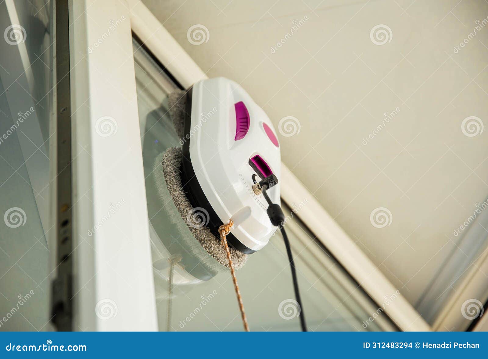 Automatic Vacuum Robot Window Cleaner Washes Glass in the Apartment ...