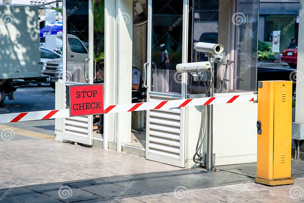Automatic Vehicle Security Barriers with Security Camera Stock Image ...