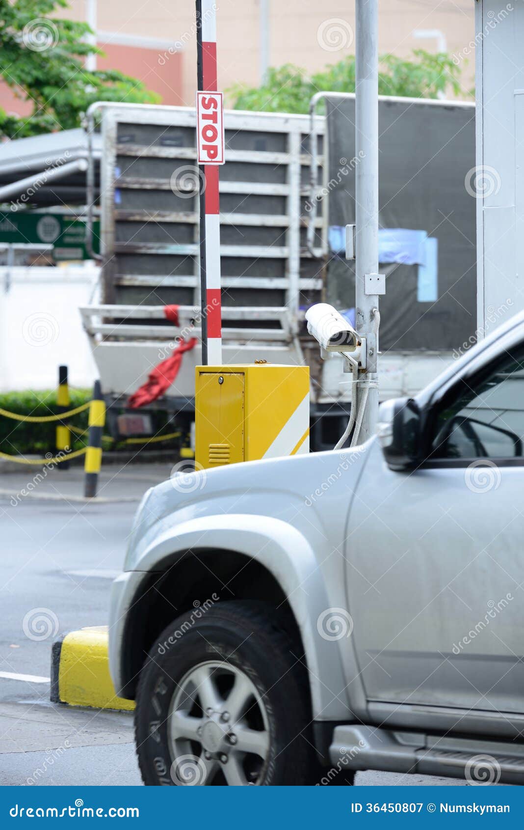 Automatic Vehicle Security Barriers with Security Camera Stock Image ...