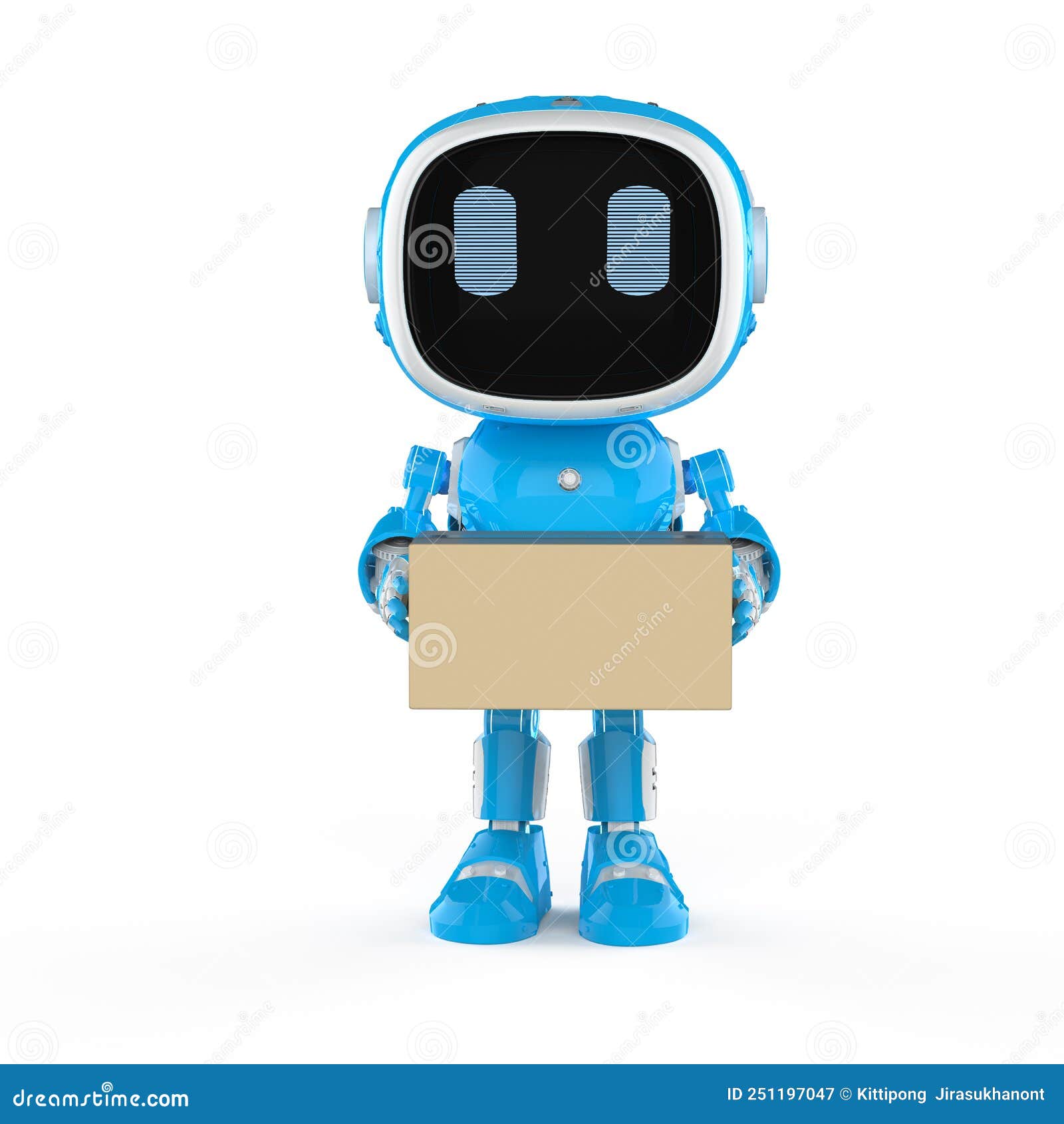 Automatic Warehouse Concept with Delivery Robot Hold Carton Box Stock ...