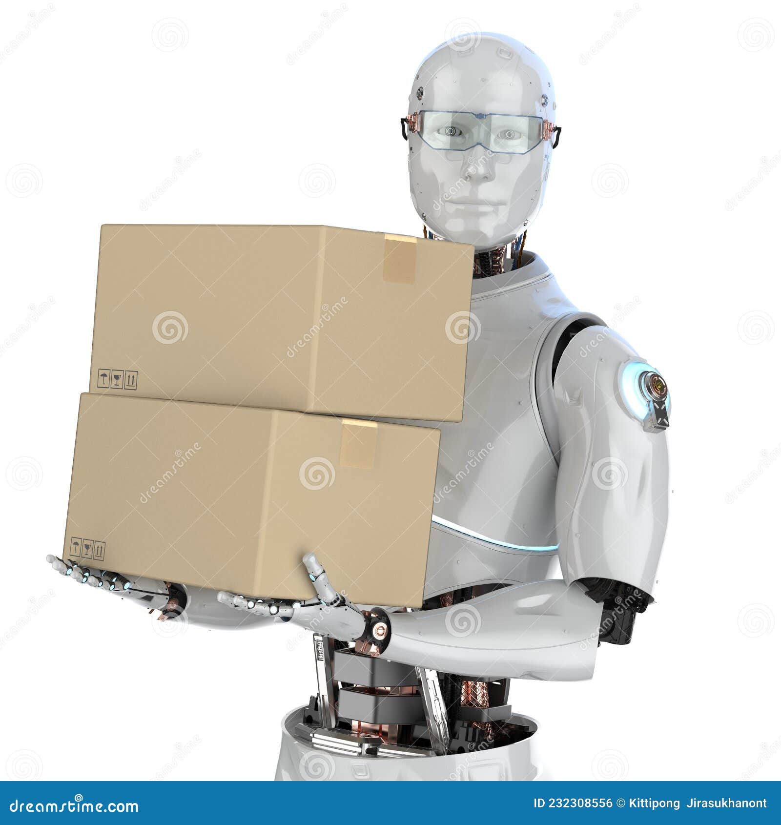 Robot Work In Office With People. Machine Ai Character Help Businessman ...