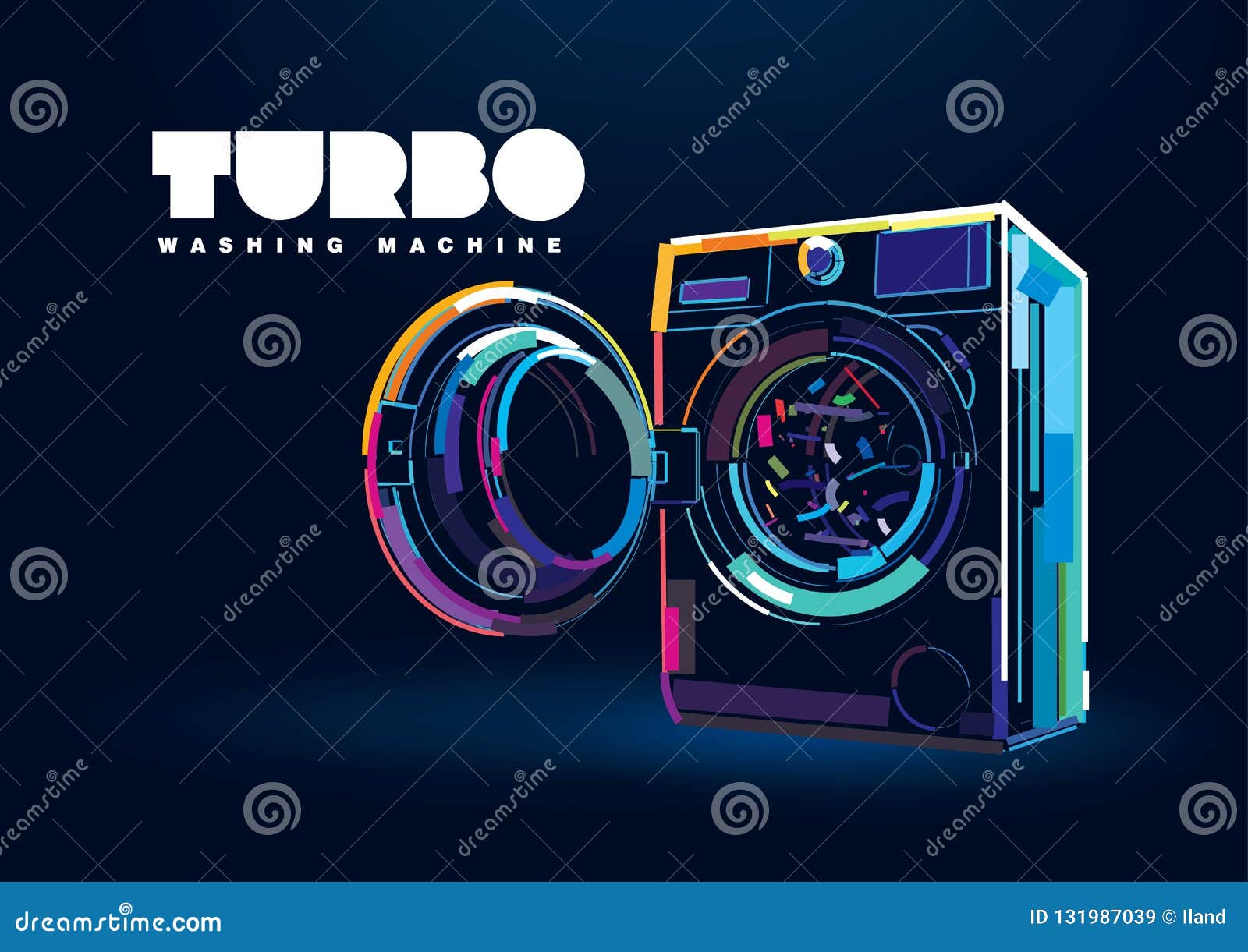 Automatic washing machine stock vector. Illustration of multicolor ...