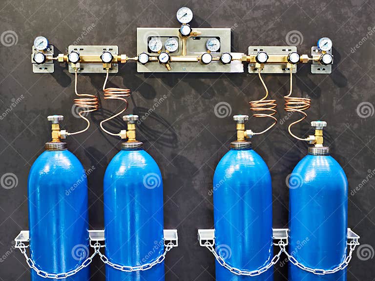Automatic Bypass Ramp with Oxygen Cylinders Stock Image - Image of tube ...