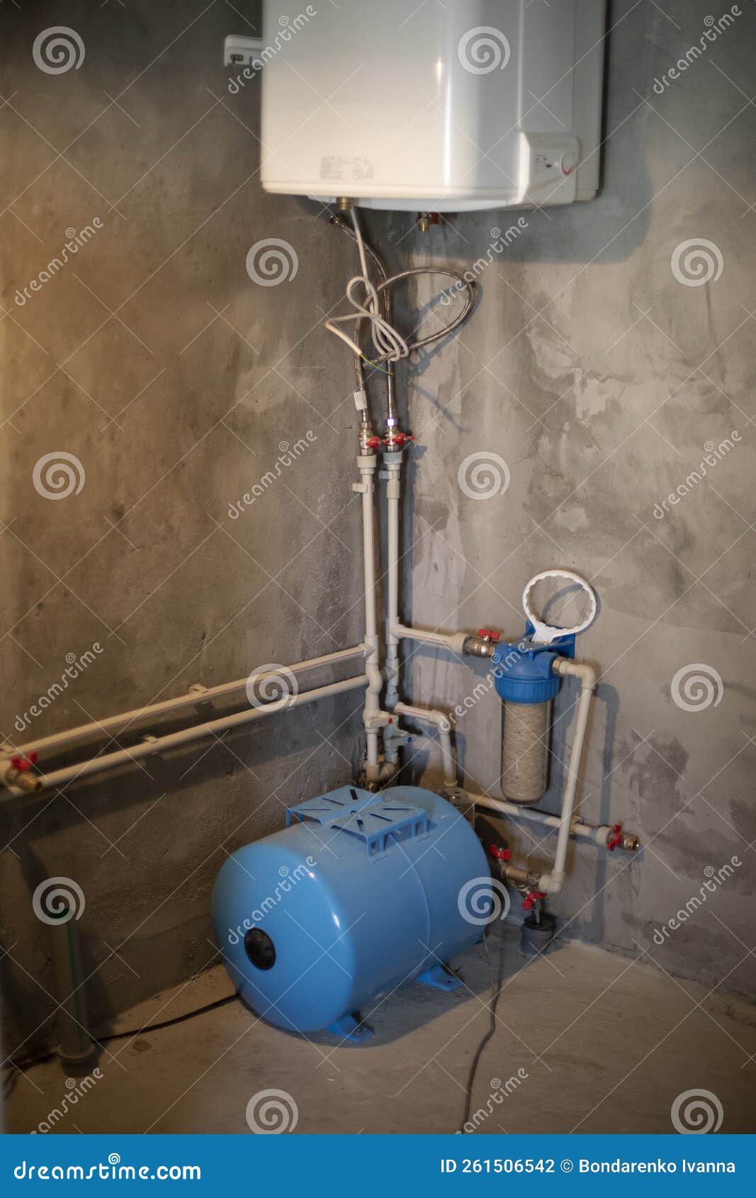 Automatic Water Pressure Station, Pipe Line and Water Heater Inside the ...