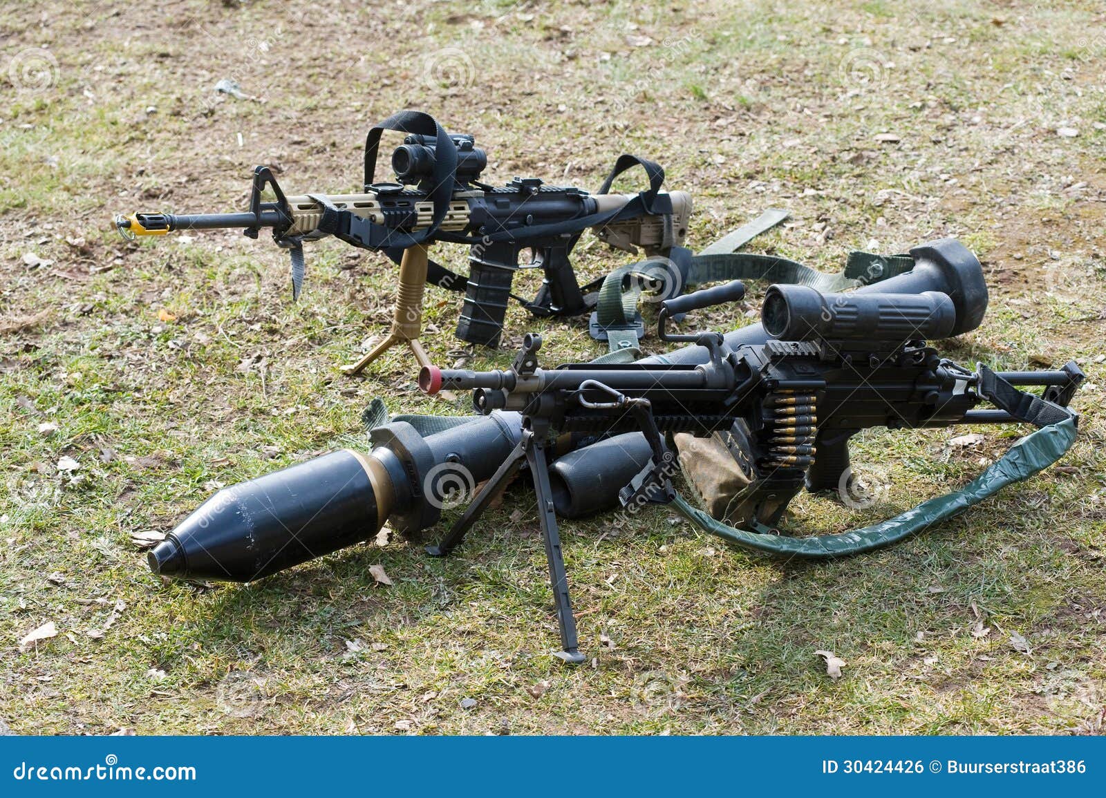 Automatic Weapons on Ground Stock Photo - Image of fight, mission: 30424426