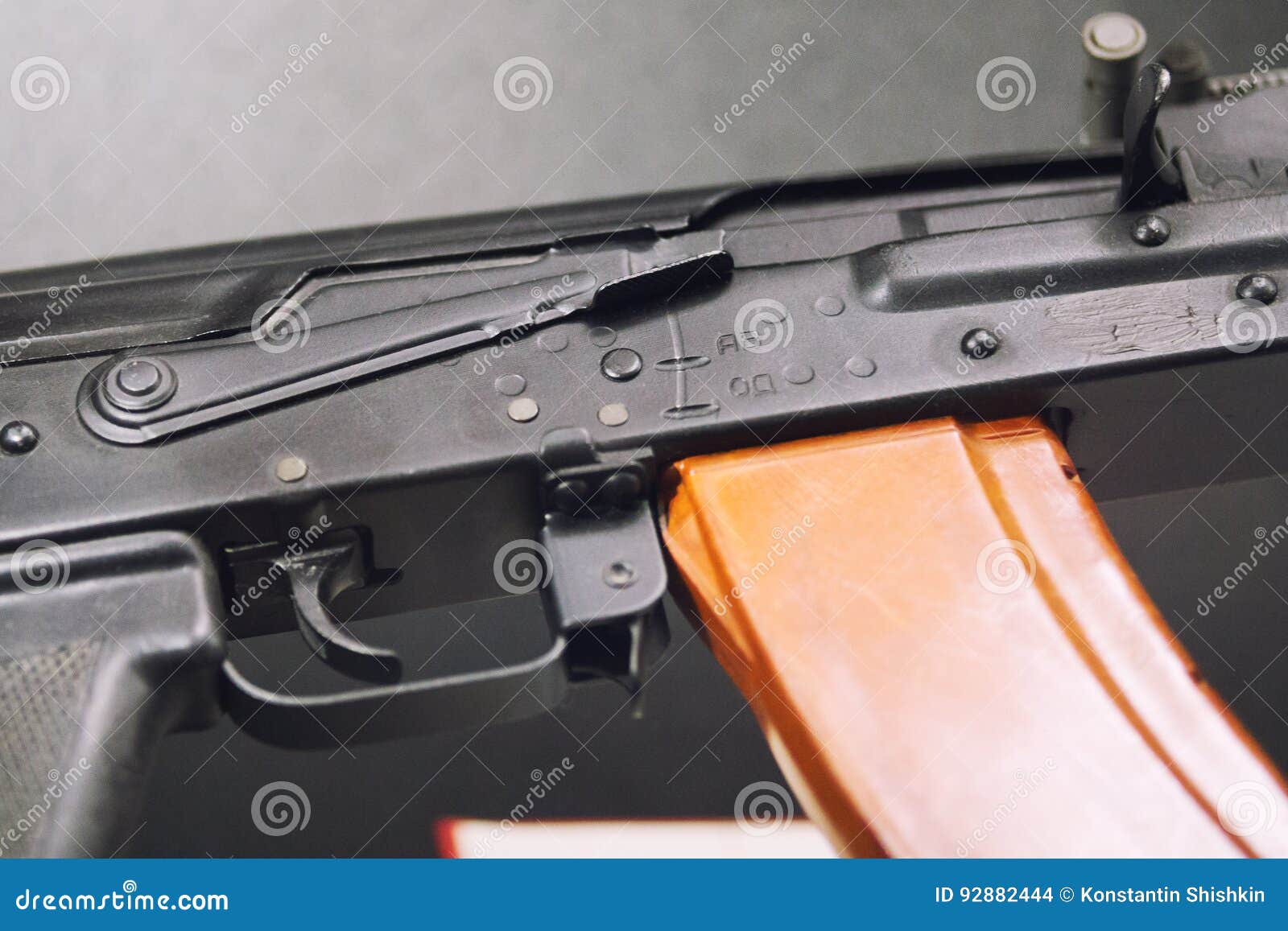 Top View Of The Kalashnikov AKM Or AK47 On Green Canvas Royalty-Free ...