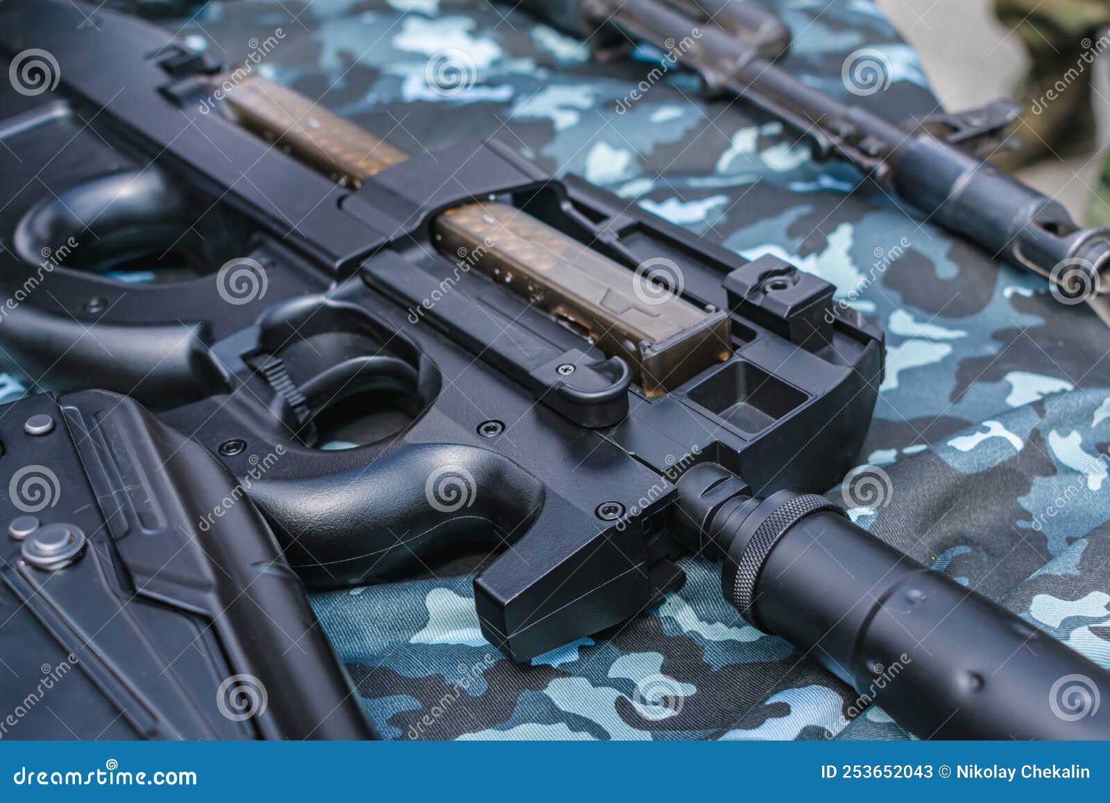 Automatic Weapons on a Table for a Close-up Demonstration Stock Image ...