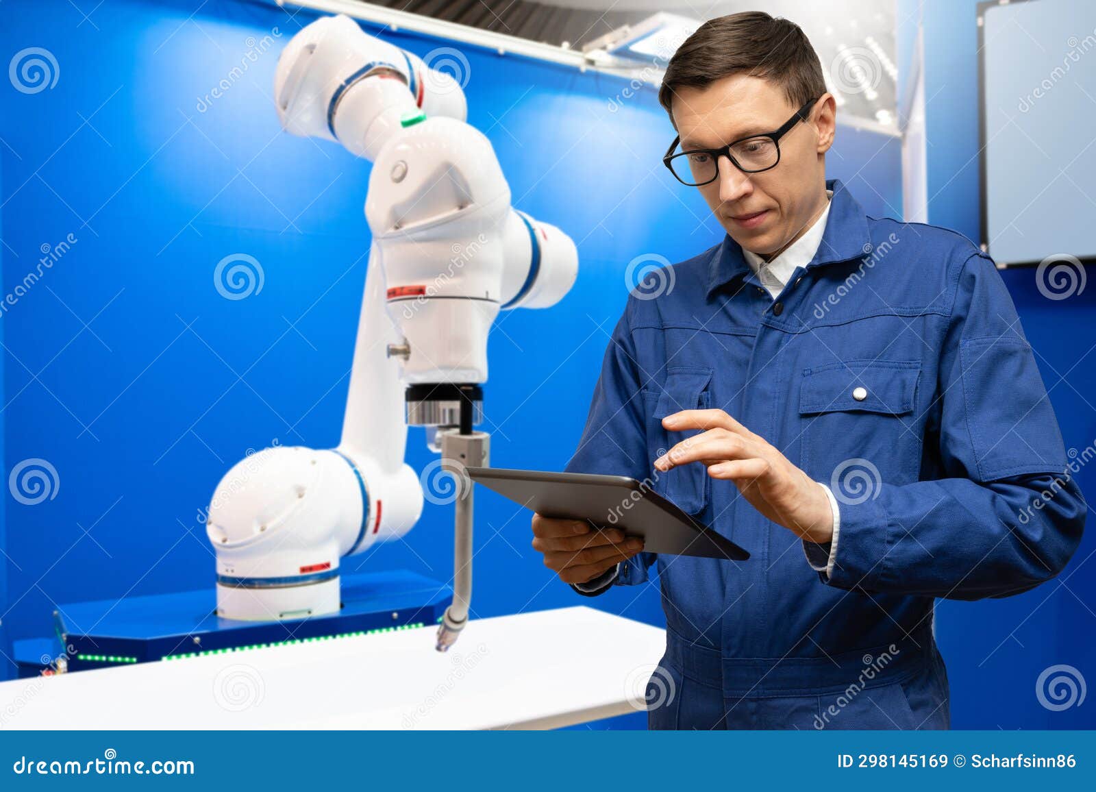 Automatic Welding Robot in a Modern Factory in Operation Stock Image ...