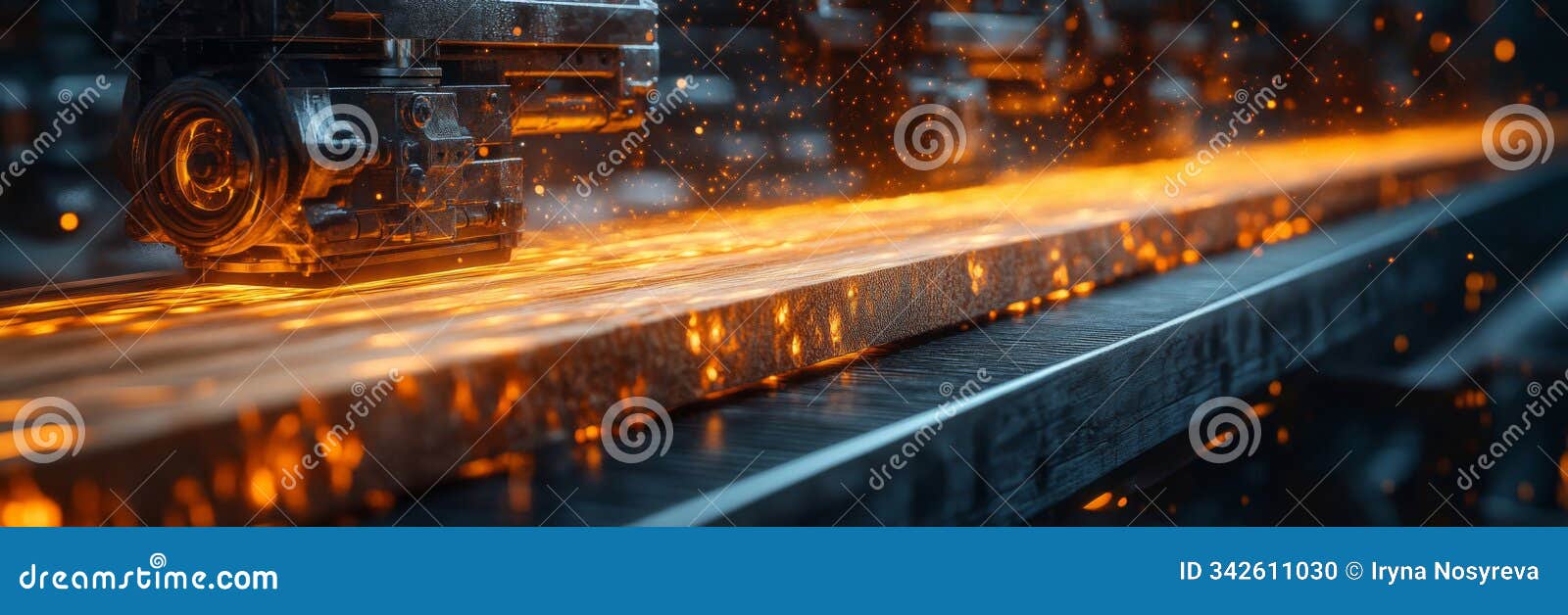 Automatic Woodworking Machine Processing Timber Beam at Furniture ...