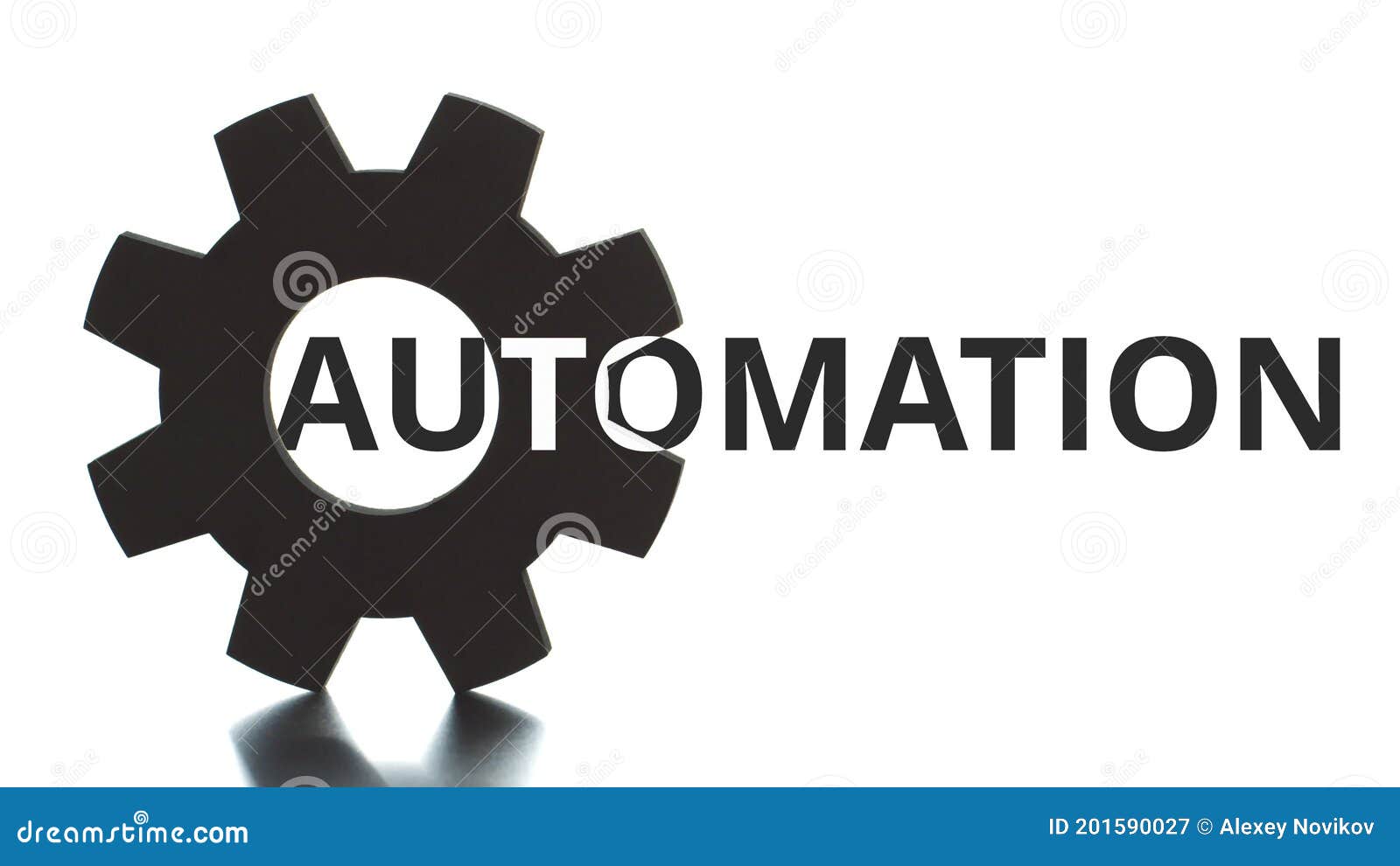 AUTOMATION Black and White Text Pops Up from the Cogwheel Stock ...