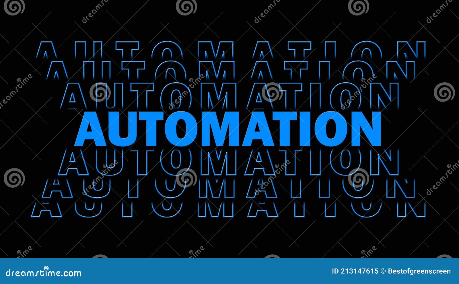 AUTOMATION - Blue Lettering with Repeating Effect on Black Background ...
