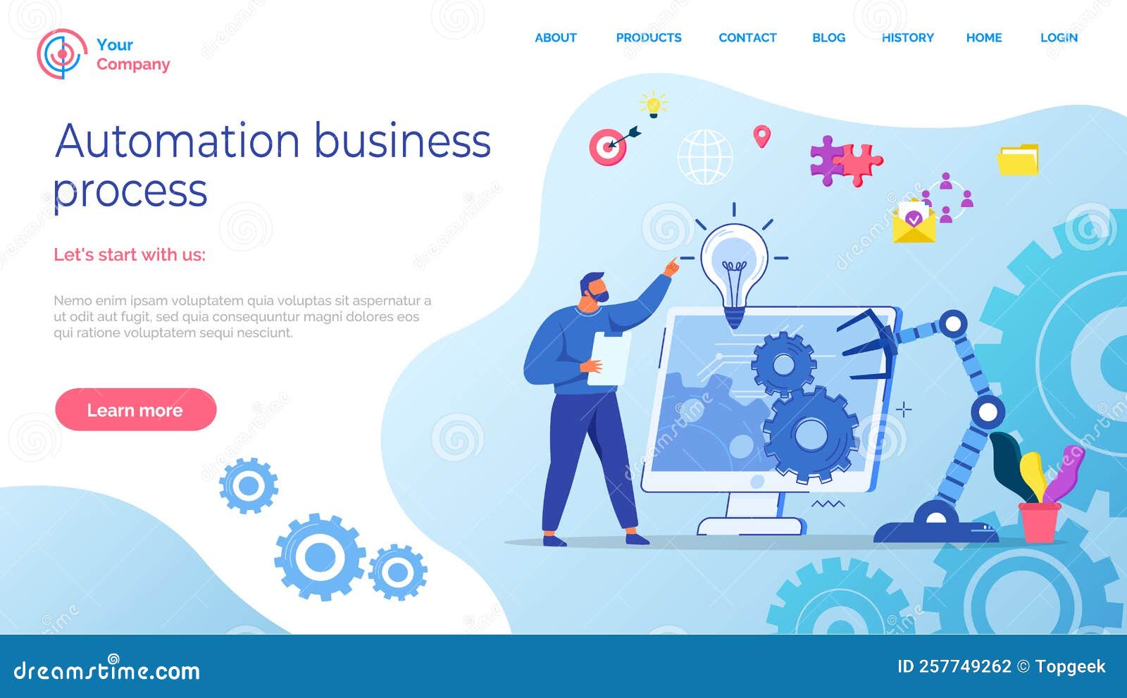 Automation Business Process. Businessman Conducts Experiment with ...