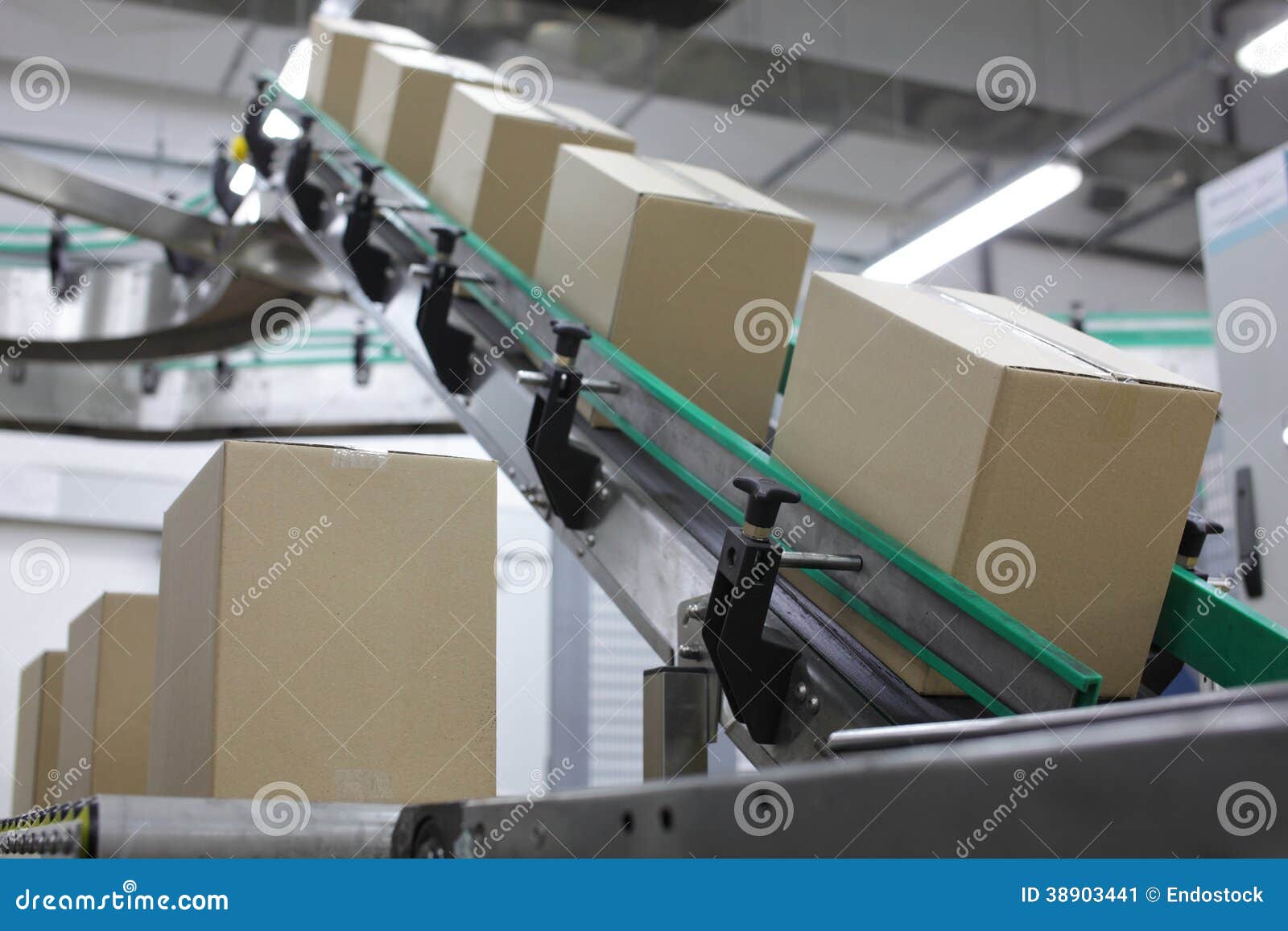 Automation - Cardboard Boxes on Conveyor Belt Stock Image - Image of ...