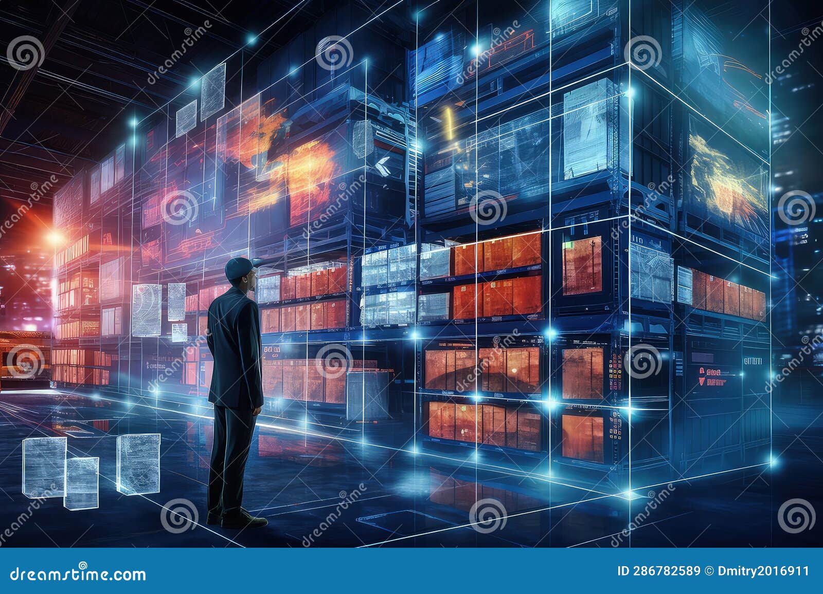 Digital Warehouse with Transporter Robots and Holographic Dashboard ...