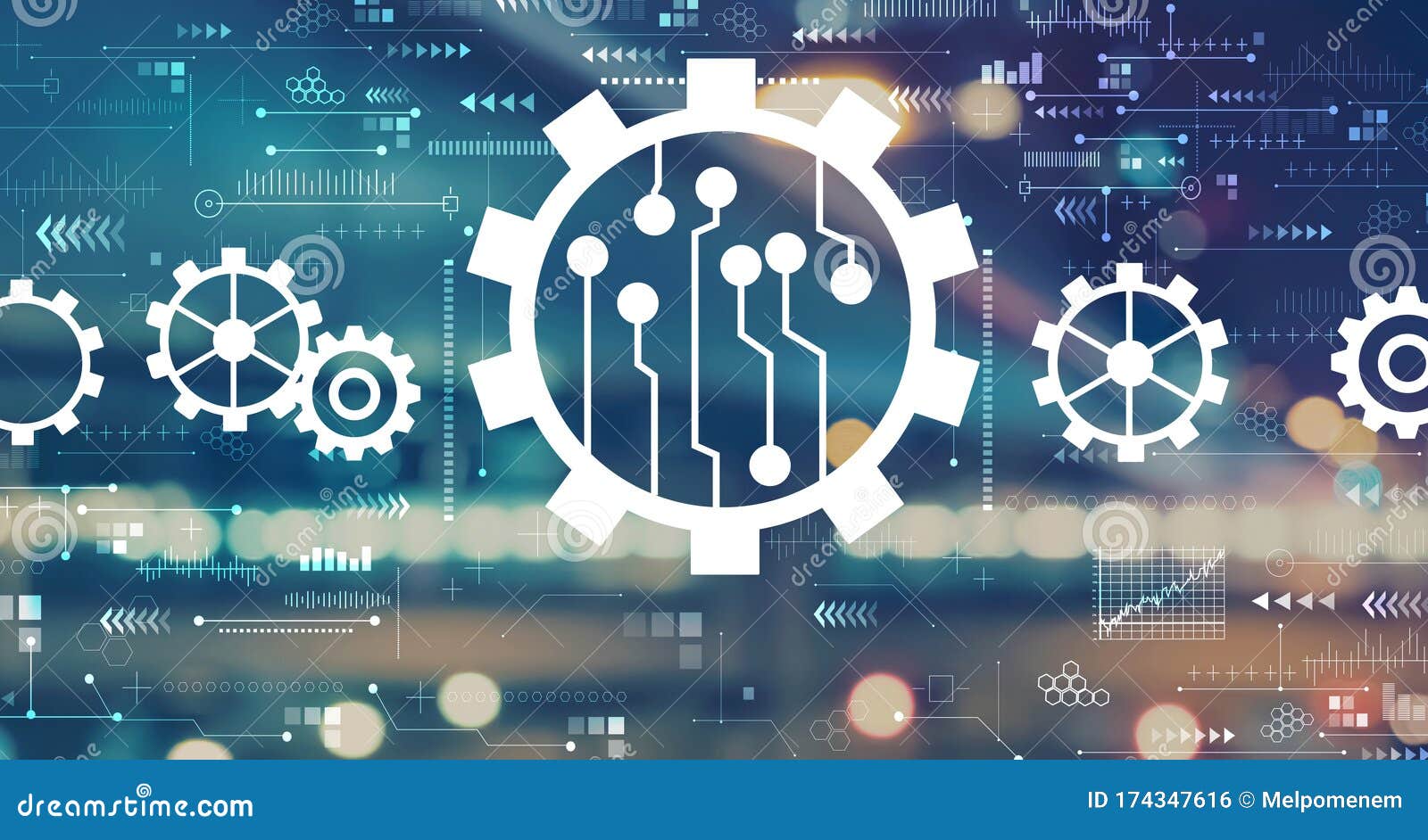 Automation Concept with Blurred City Lights Stock Photo - Image of ...