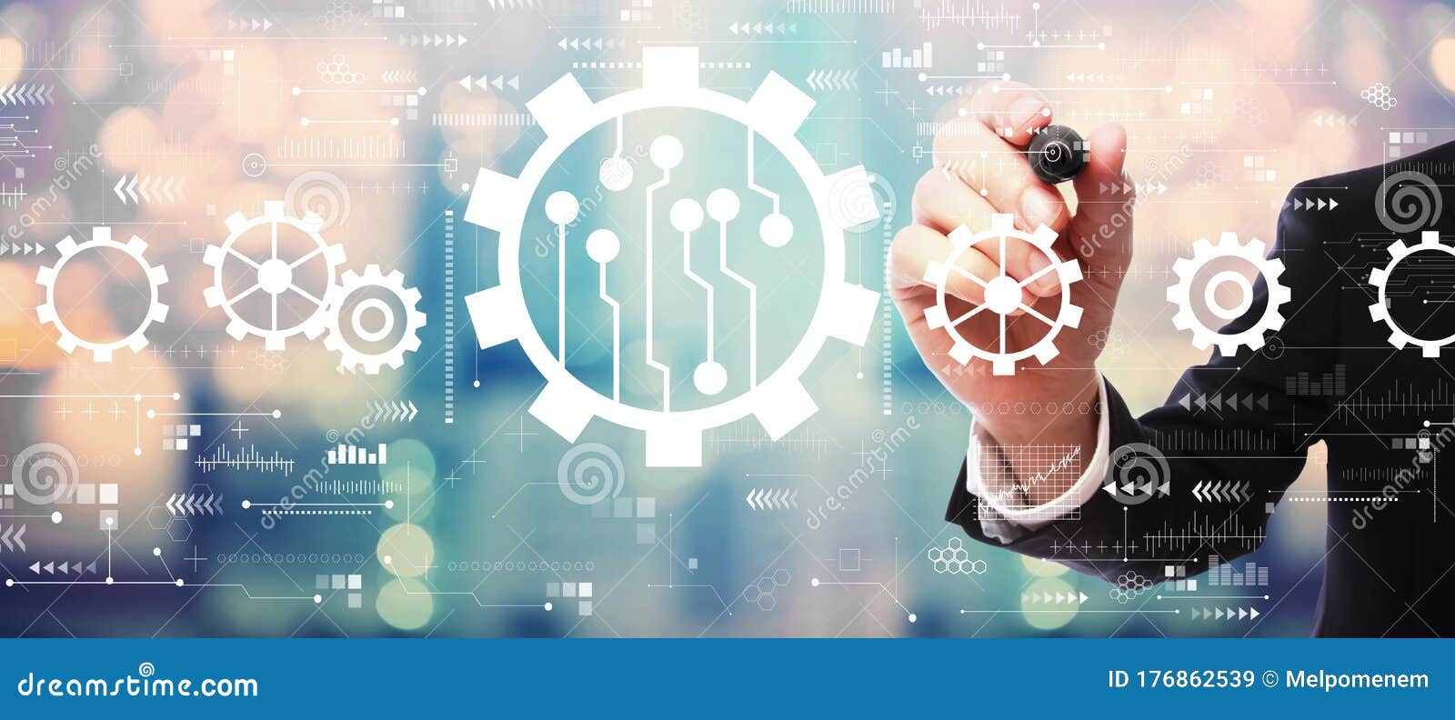 Automation Concept with Businessman Stock Image - Image of automatic ...