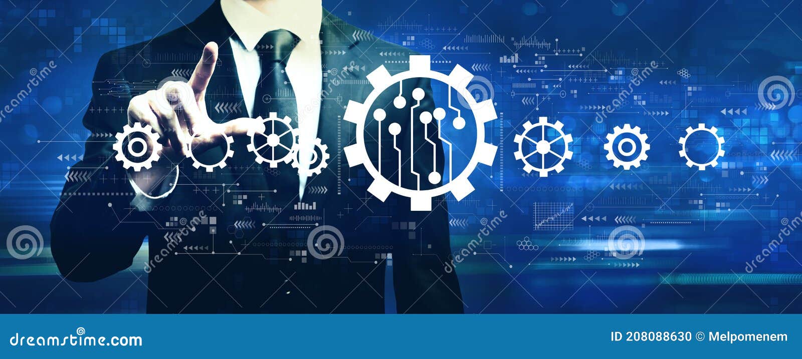Automation Concept with Businessman Stock Photo - Image of smart ...