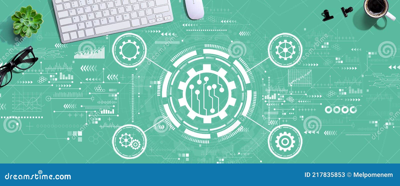 Automation Concept With A Computer Keyboard Stock Illustration
