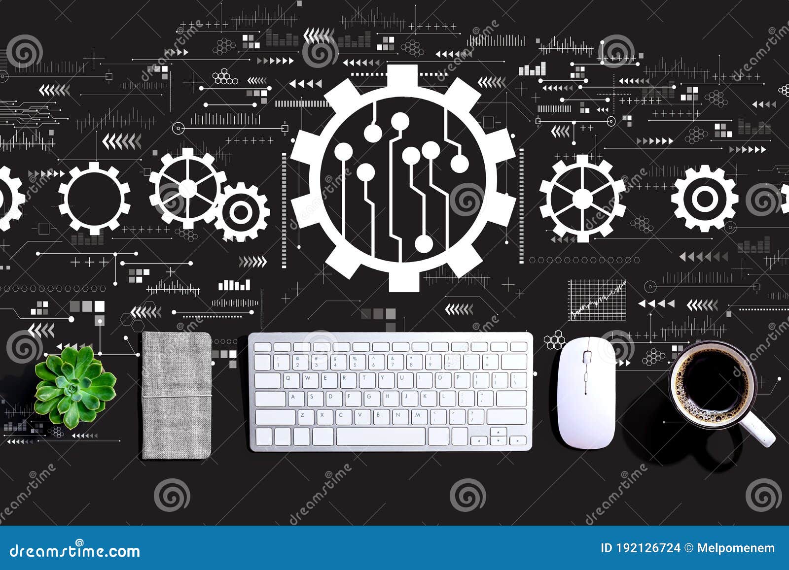Automation Concept with a Computer Keyboard Stock Illustration ...
