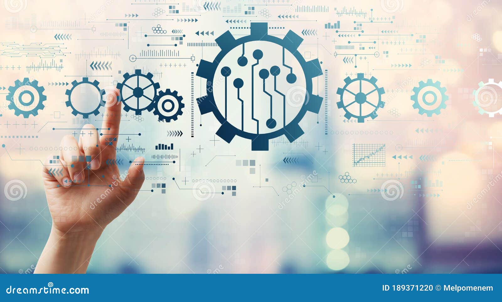 Automation Concept with Hand Pressing a Button Stock Photo - Image of ...