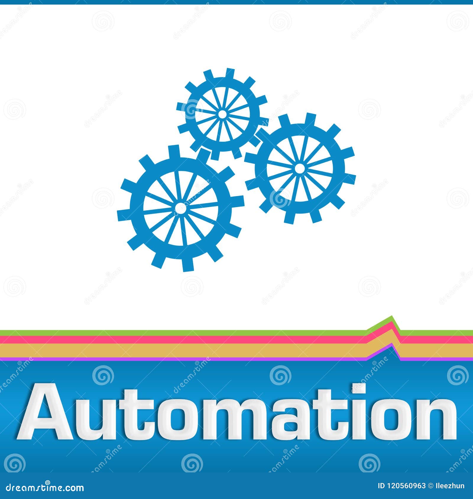 Automation Bottom Text Blue Colorful Stock Illustration - Illustration ...