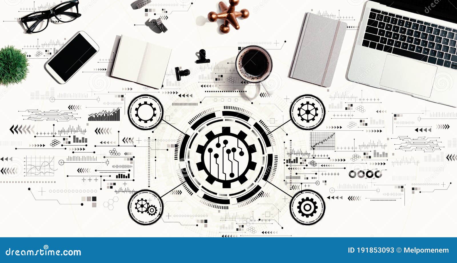 Automation Concept with a Laptop Computer Stock Image - Image of ...