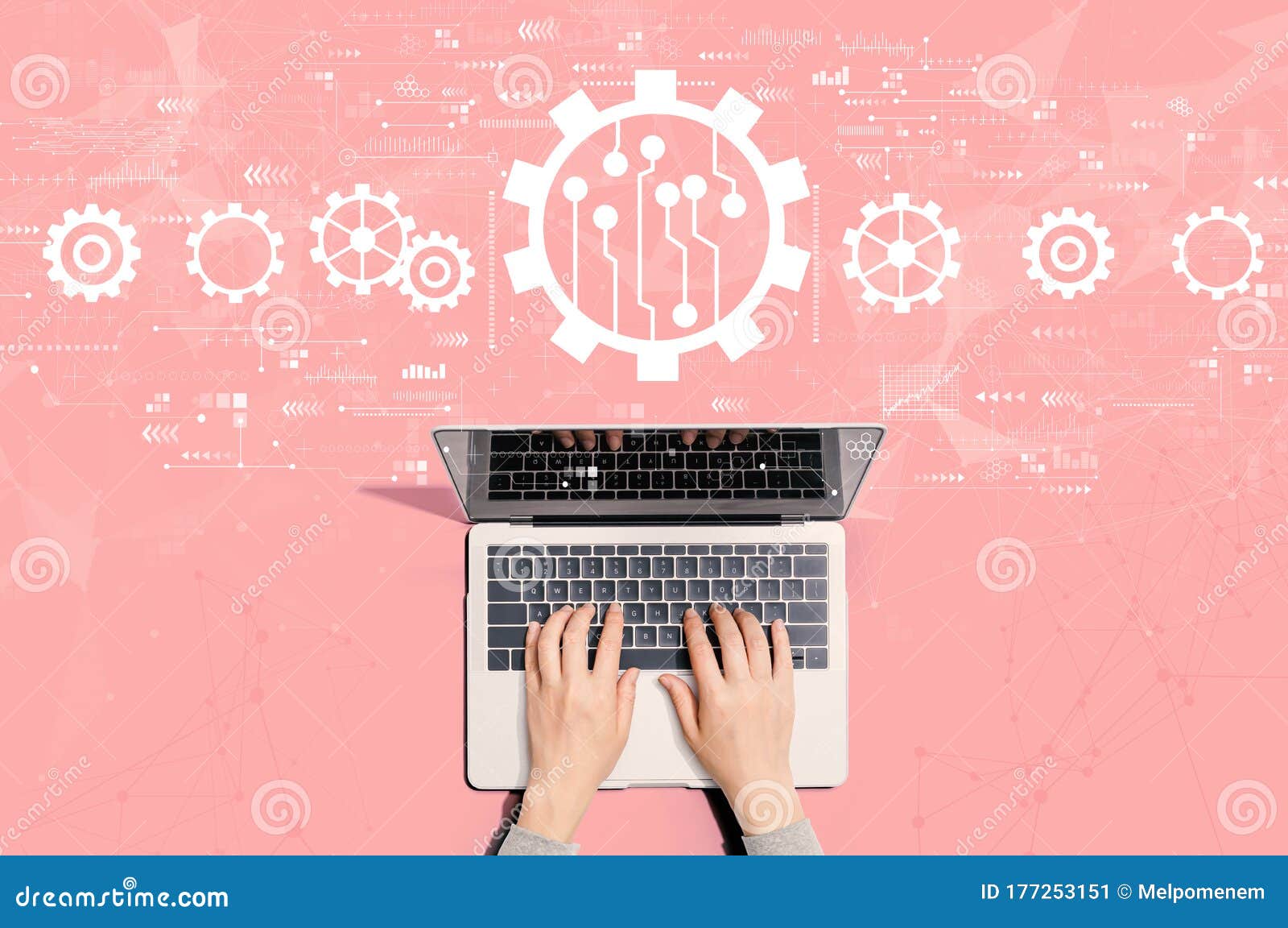 Automation Concept with Person Using Laptop Stock Image - Image of ...