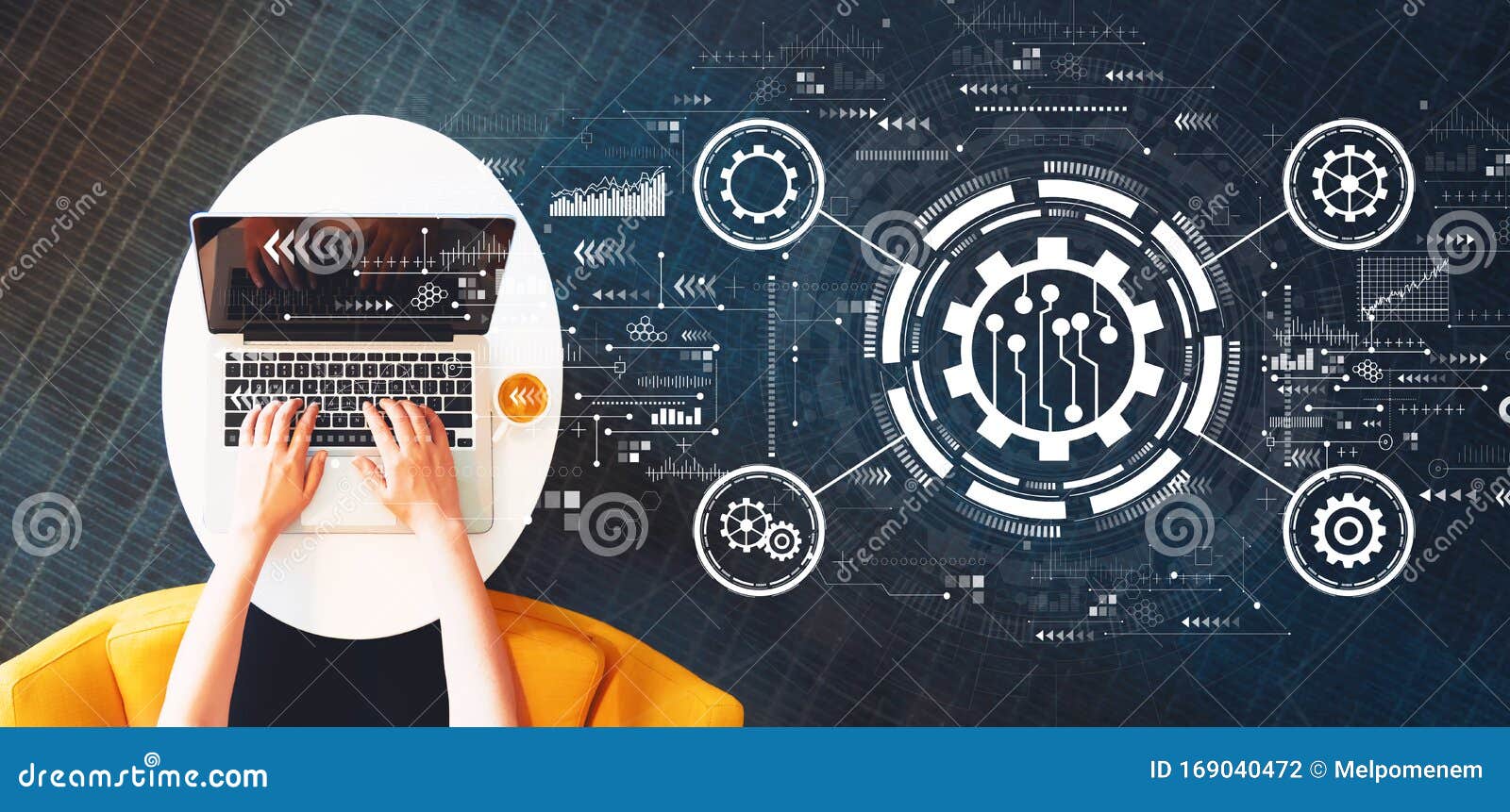 Automation Concept with Person Using a Laptop Stock Photo - Image of ... Automation Concept with Person Using a Laptop Stock Photo - Image of ...