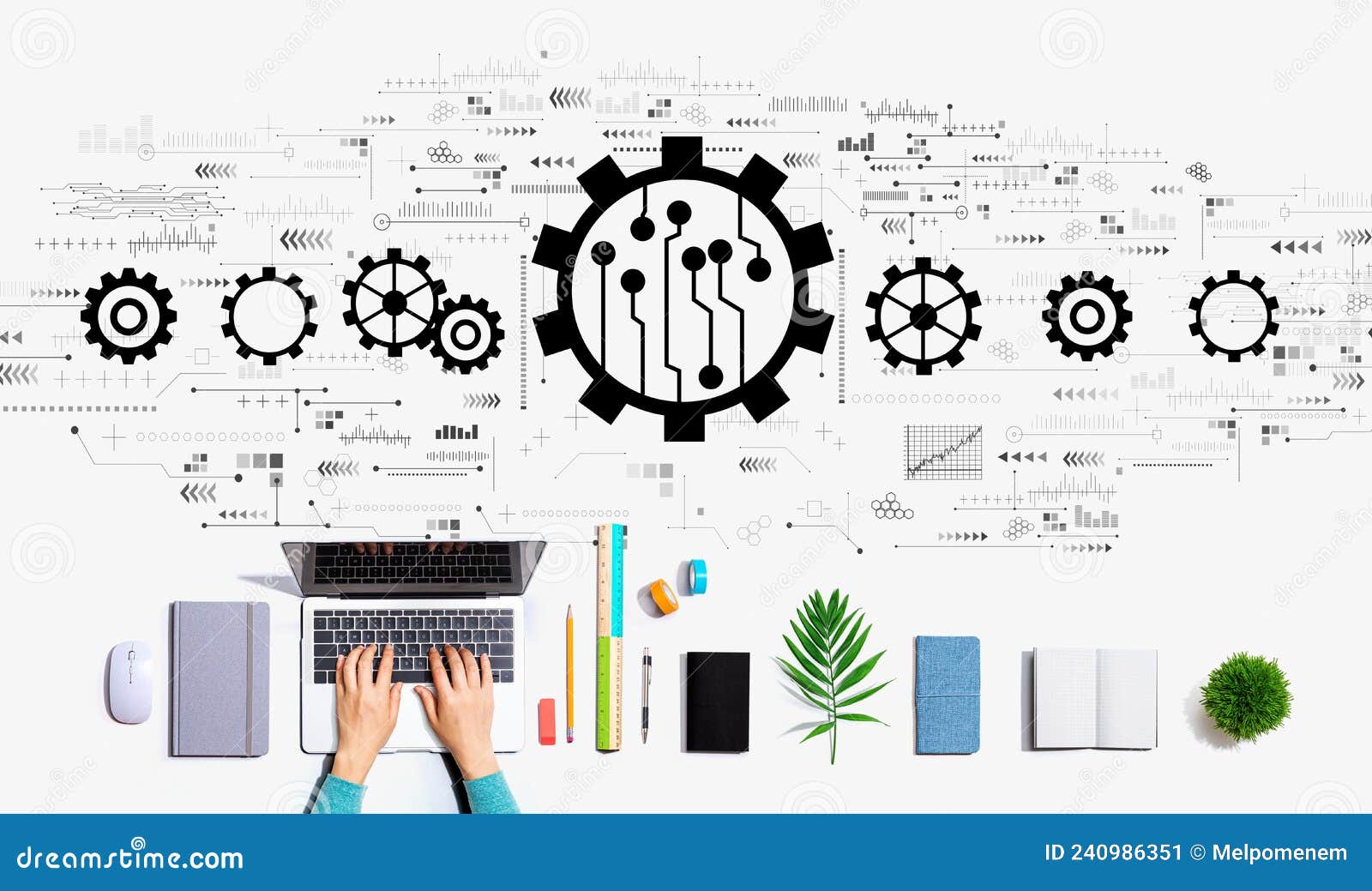 Automation Concept with Person Using a Laptop Stock Image - Image of ...