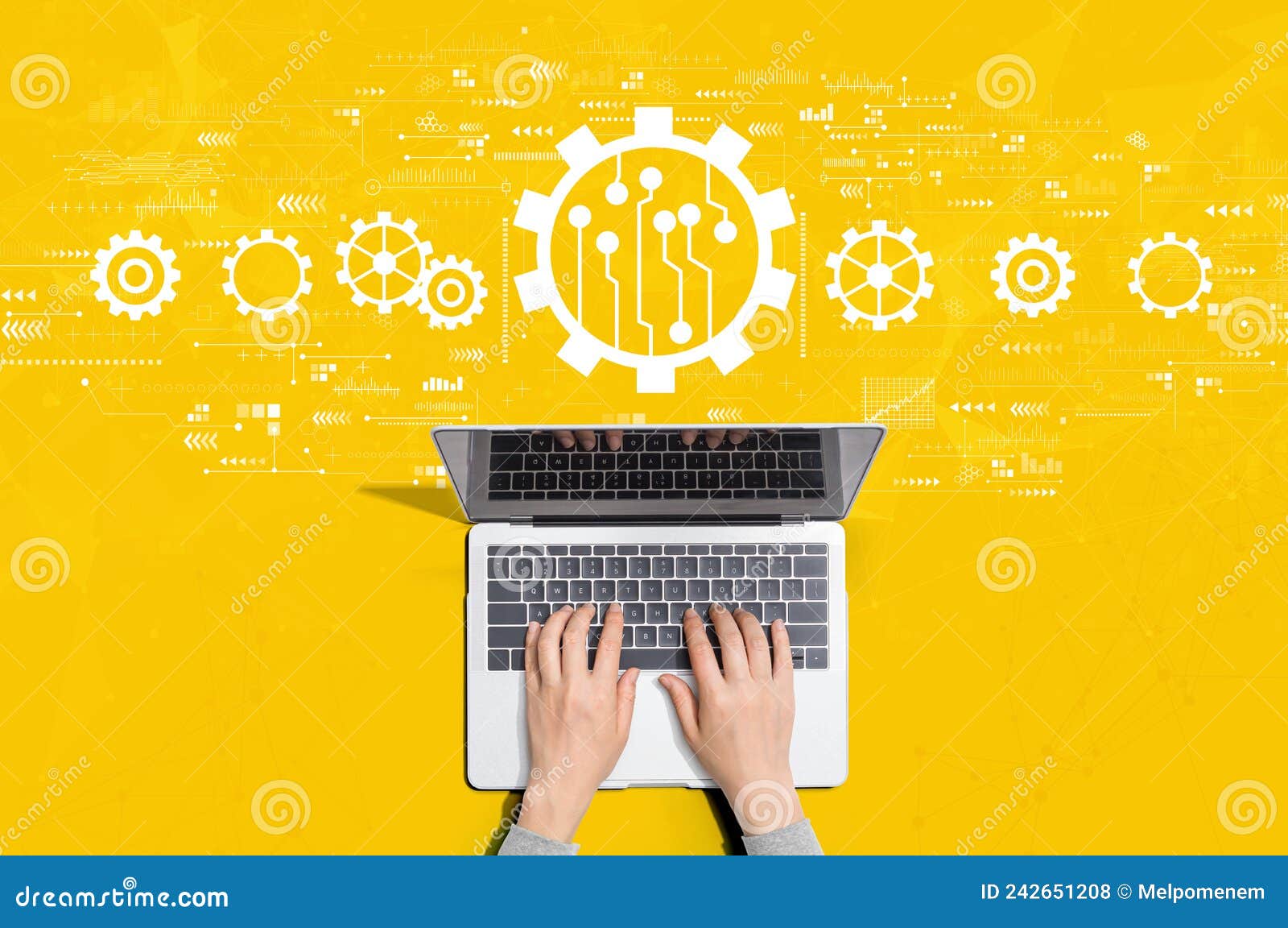 Automation Concept with Person Using Laptop Stock Photo - Image of ...