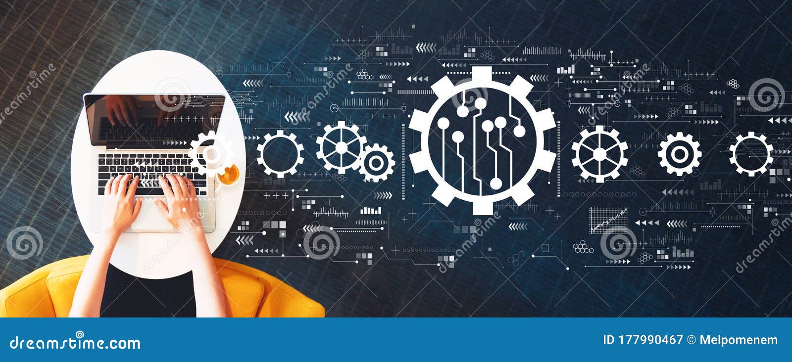 Automation Concept with Person Using a Laptop Stock Image - Image of ... Automation Concept with Person Using a Laptop Stock Image - Image of ...