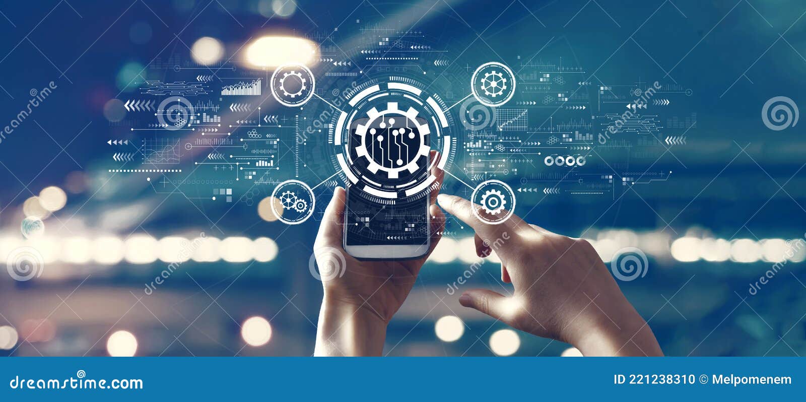 Automation Concept with Person Using Smartphone Stock Photo - Image of ...