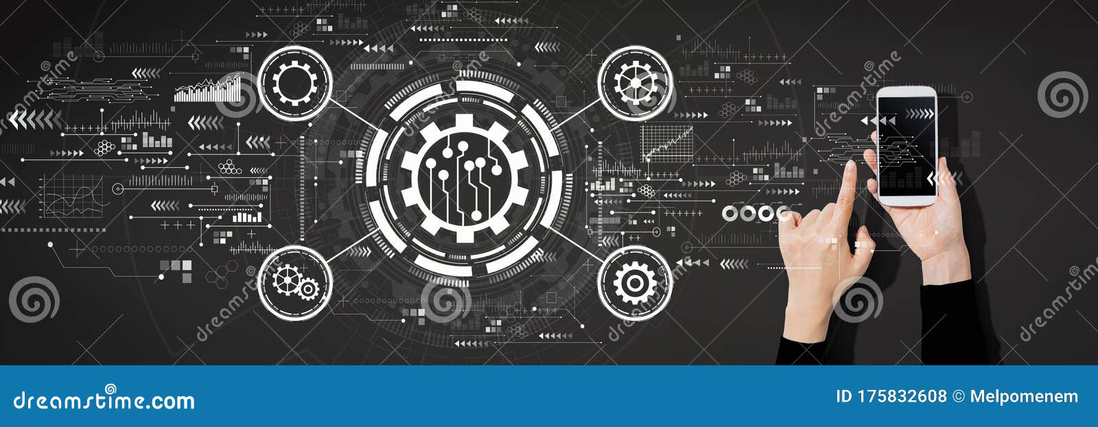 Automation Concept with Person Using a Smartphone Stock Photo - Image ...