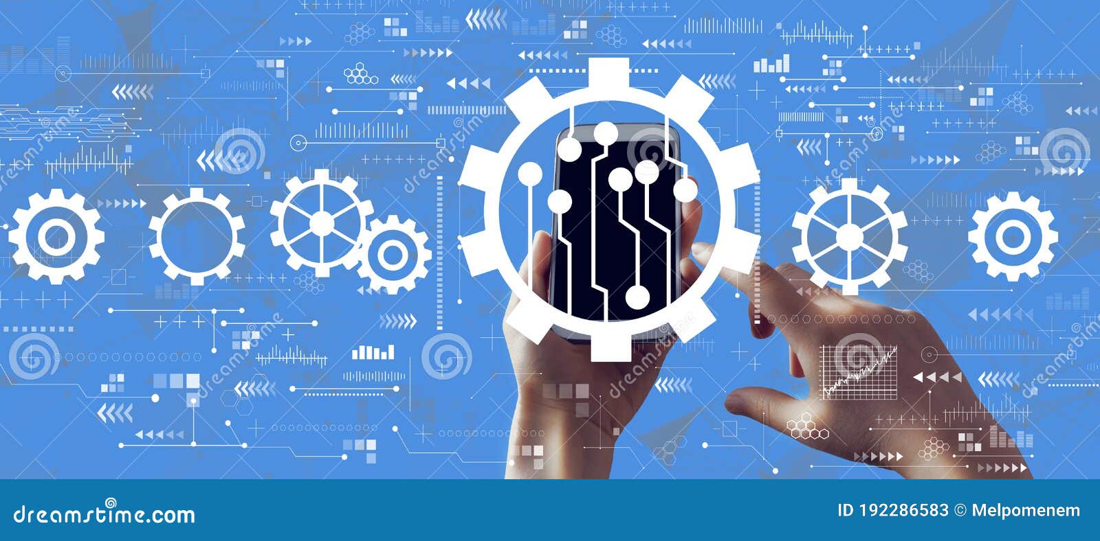 Automation Concept with Smartphone Stock Image - Image of blue, phone ...