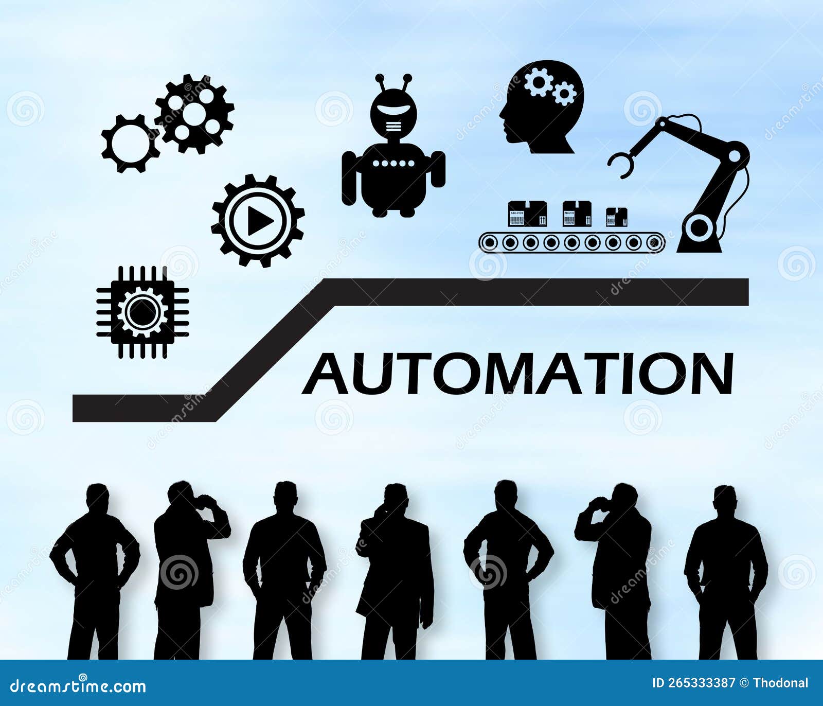 Automation Concept on a Wall Stock Image - Image of industry, computer ...