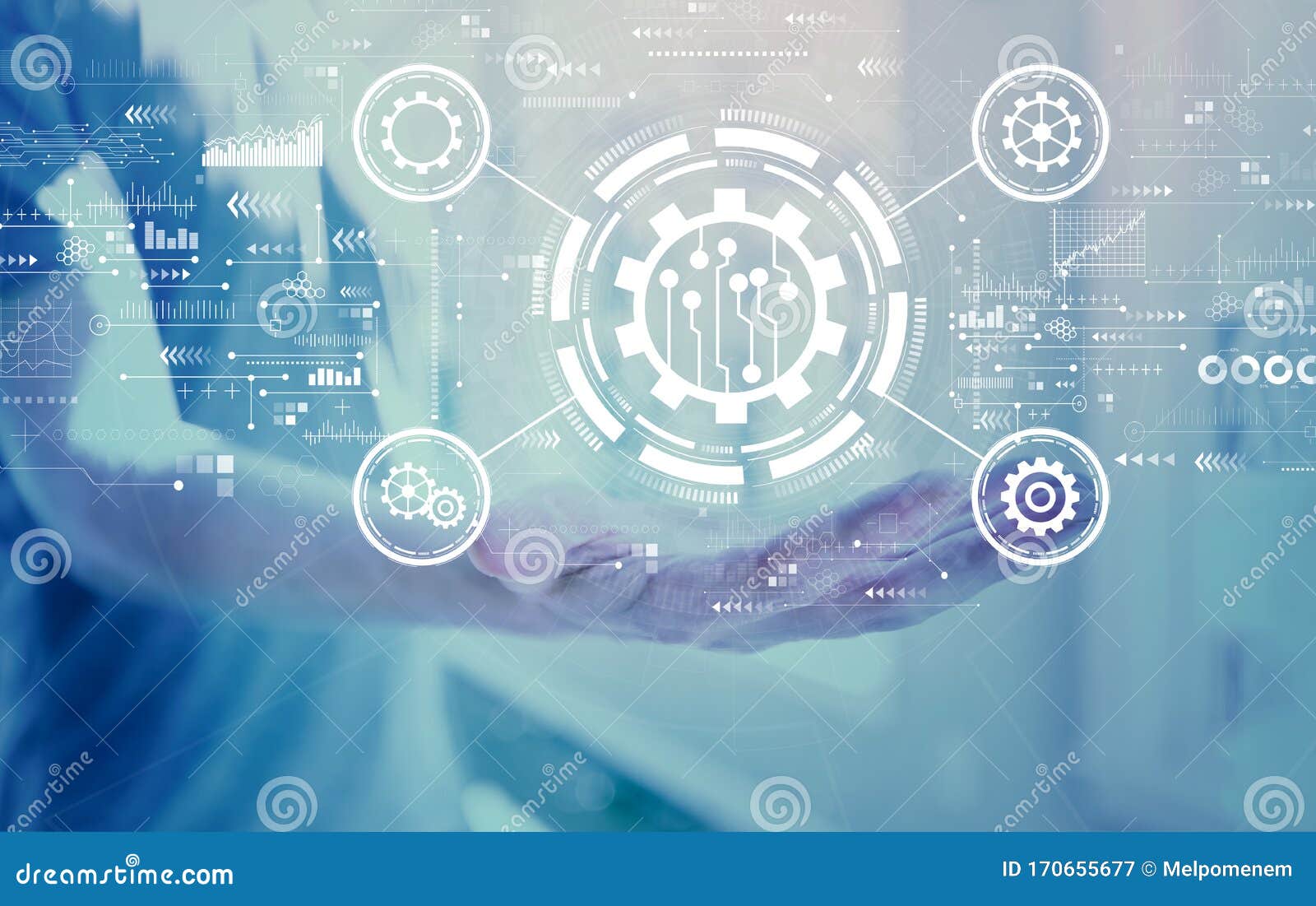 Automation Concept with Young Man Stock Image - Image of development ...