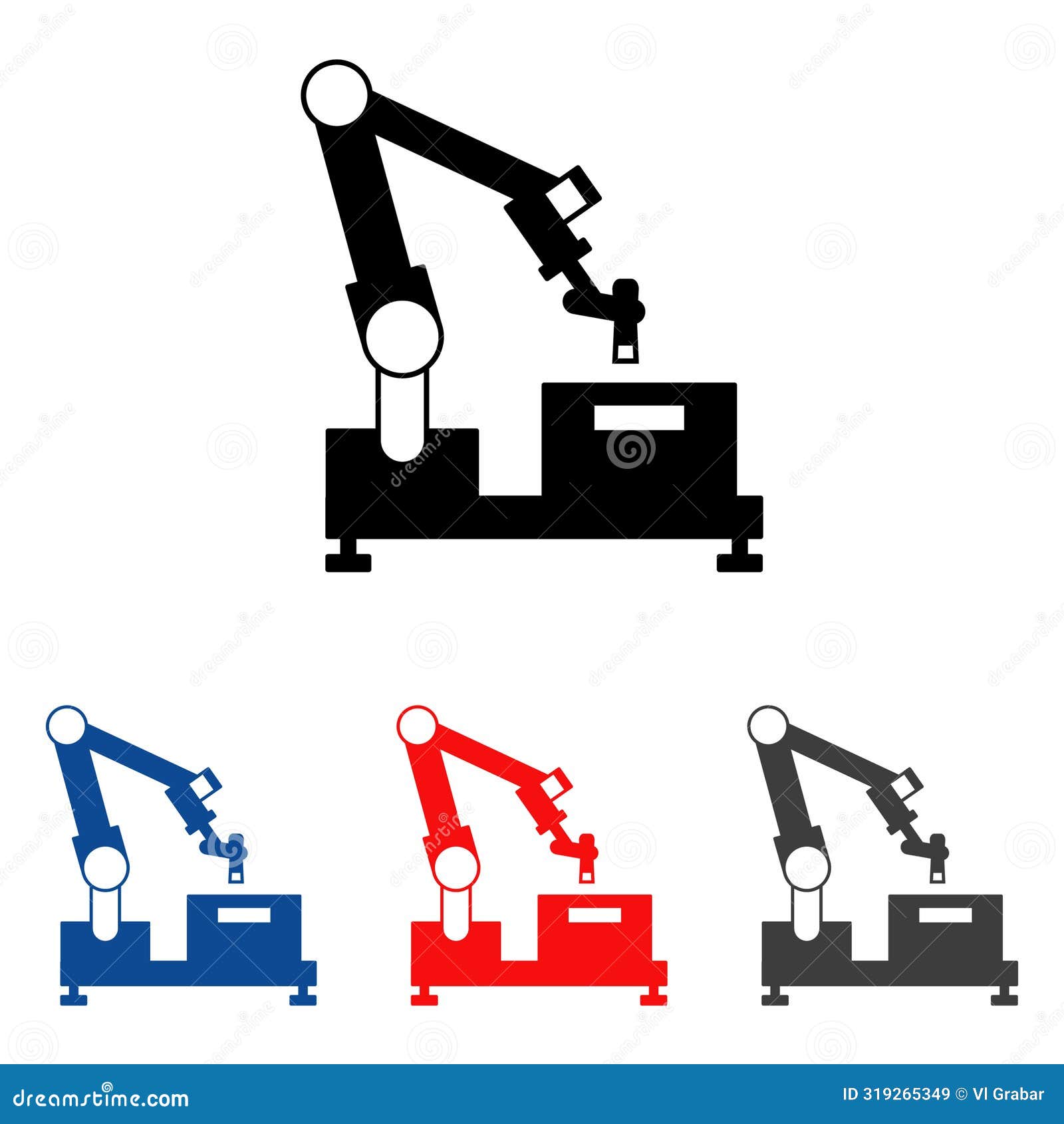 AI Picking Robot Warehouse Icon Vector. Automated Warehouse Icon. Agv ...
